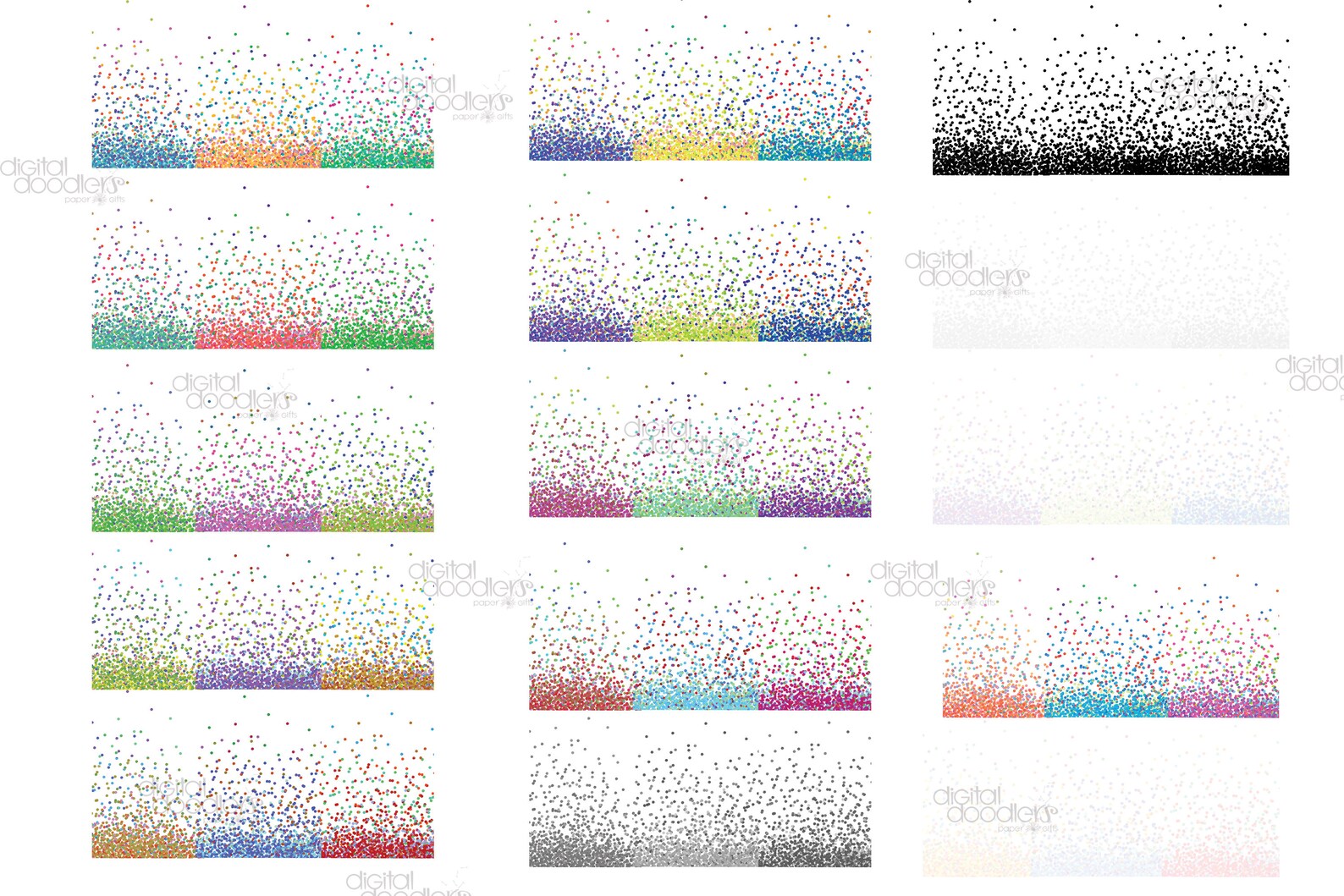 Multi Sprinkled Confetti Borders, Multi-colored Party Borders, Overlay ...