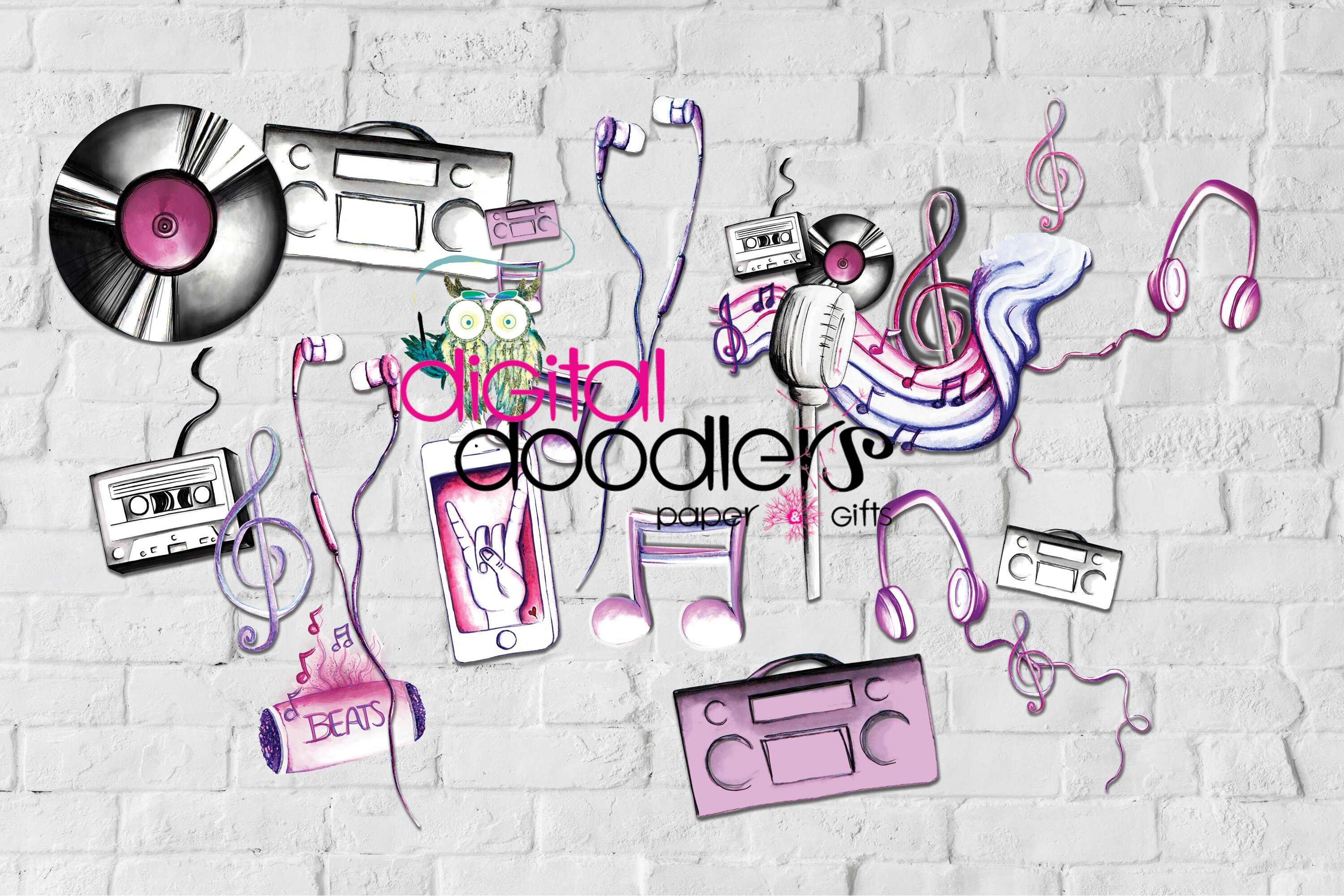 Beats Music Notes Clipart Hand Painted Watercolor Gen Z - Etsy Canada