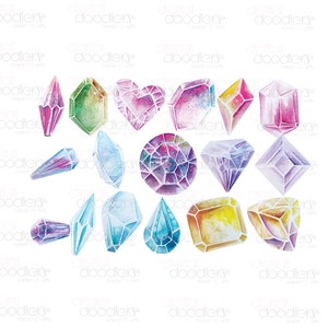 Ombre Watercolor Gems, Painted Gemstones, Clipart, Graphics, Crystal ...
