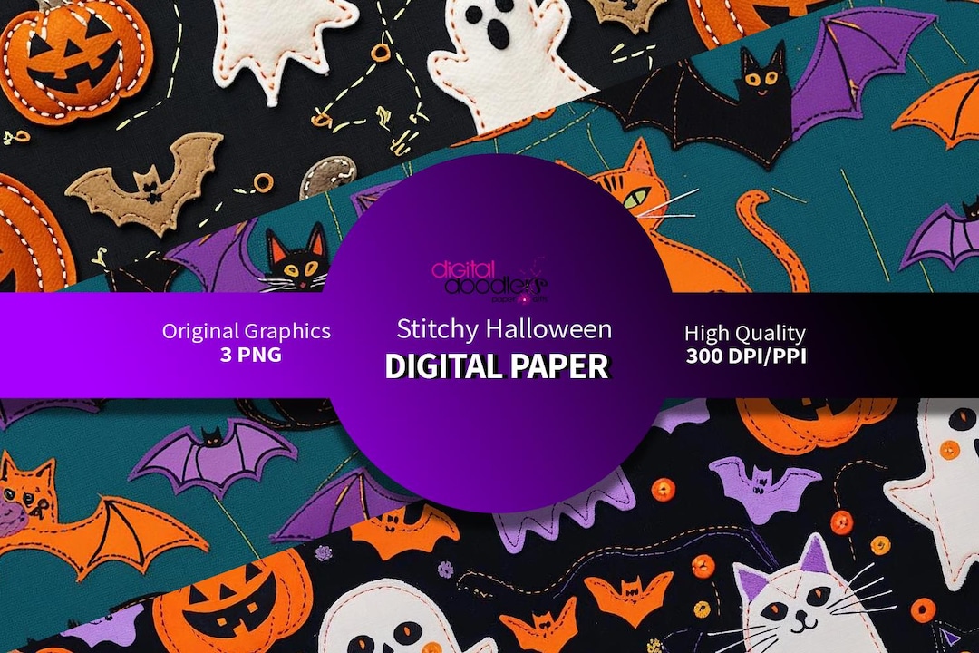 Ghost Digital Halloween Paper, Spooky Quilted Themed Digital Download ...