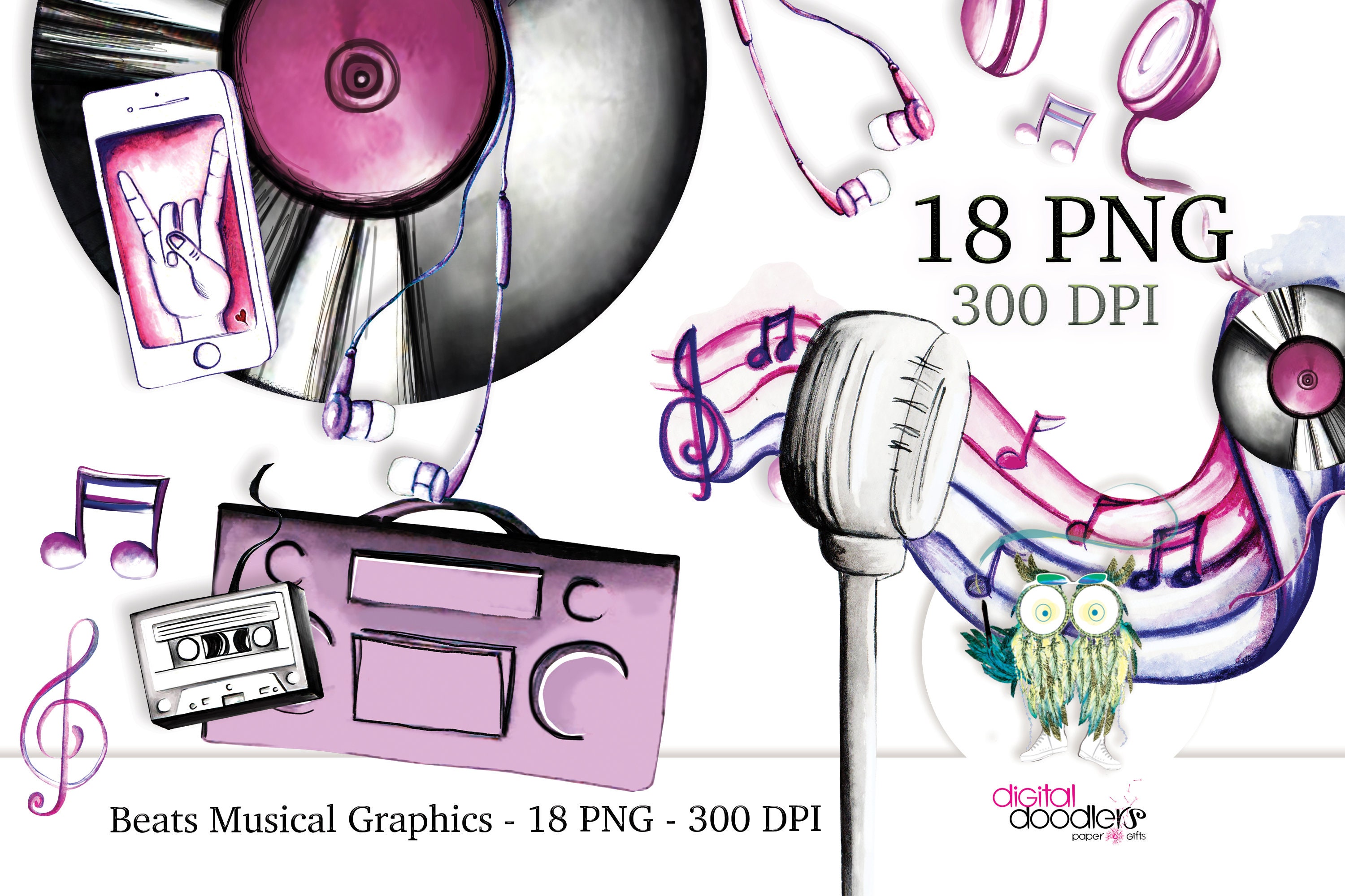 Beats Music Notes Clipart Hand Painted Watercolor Gen Z - Etsy Canada