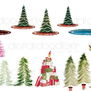 Christmas Tree Clipart Bundle Painted Xmas Tree PNG | Etsy