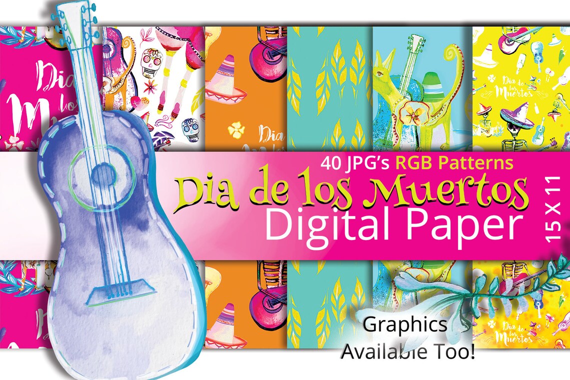 Dia De Los Muertos Digital Paper Day of the Dead Halloween - Etsy
