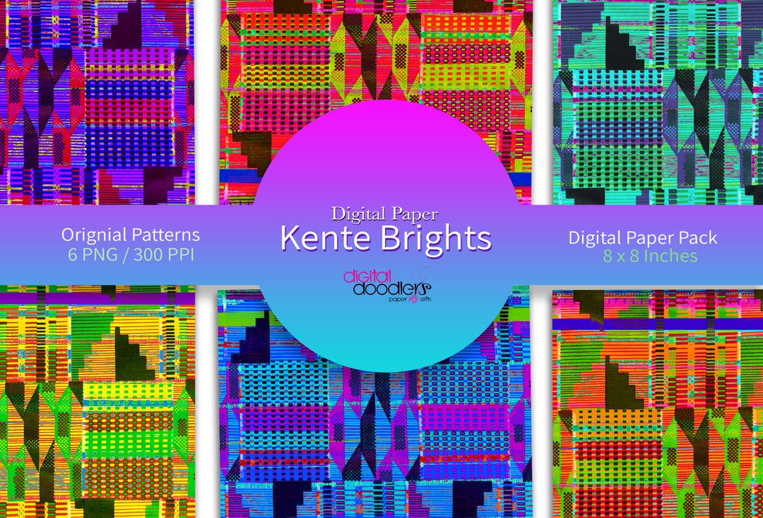 Bright Kente Cloth Digital Paper, BONUS Digital Kente Chip Bag Files ...