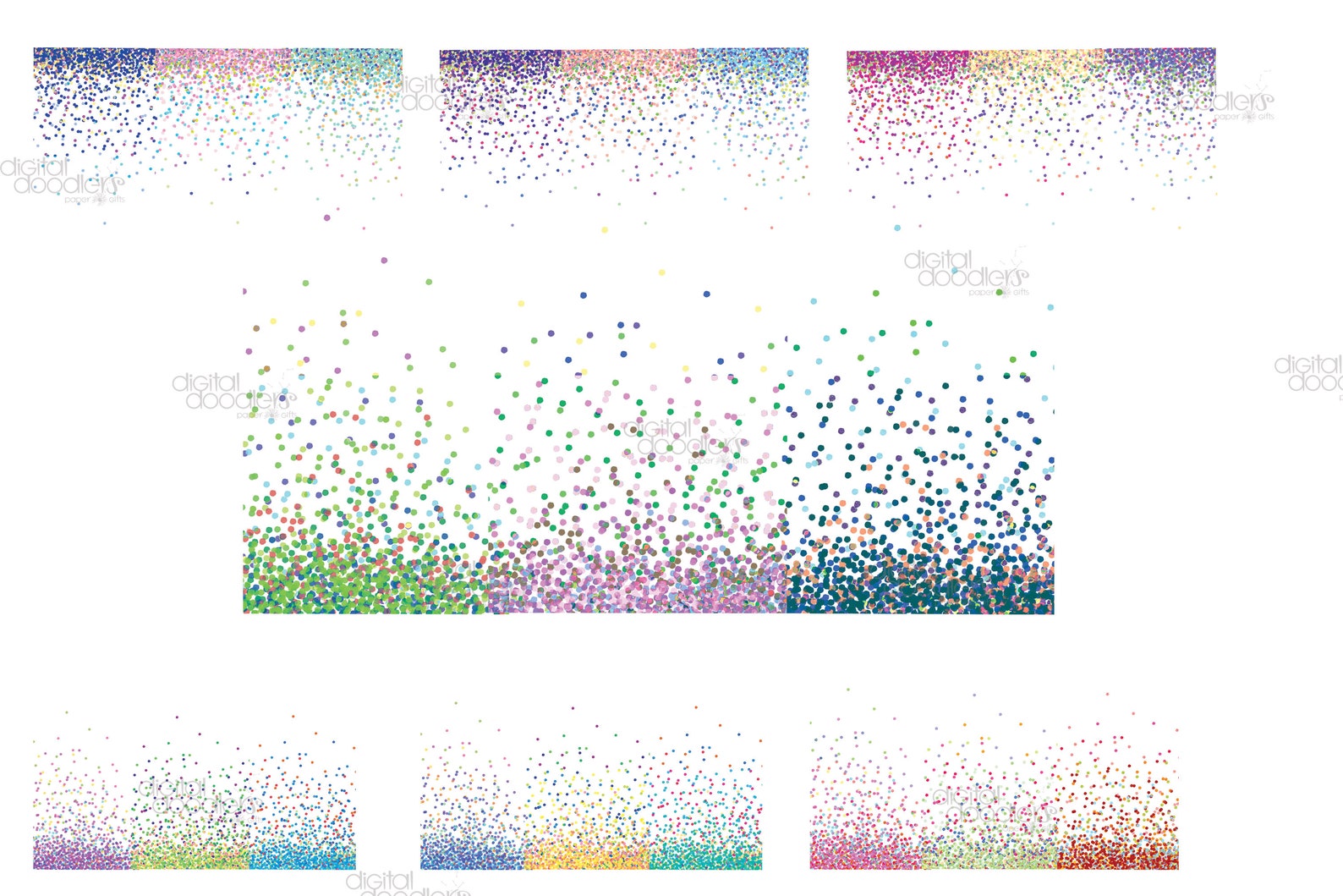 Multi Sprinkled Confetti Borders, Multi-colored Party Borders, Overlay ...