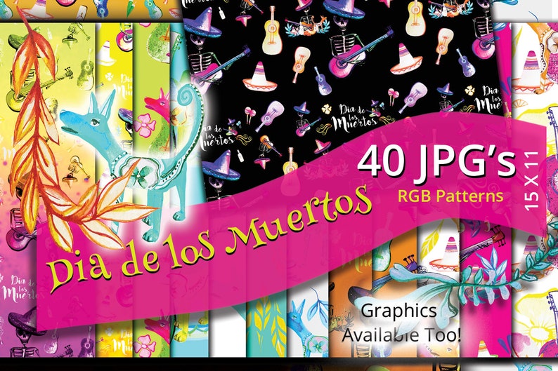 Dia De Los Muertos Digital Paper, Day of the Dead, Halloween Paper, Day ...