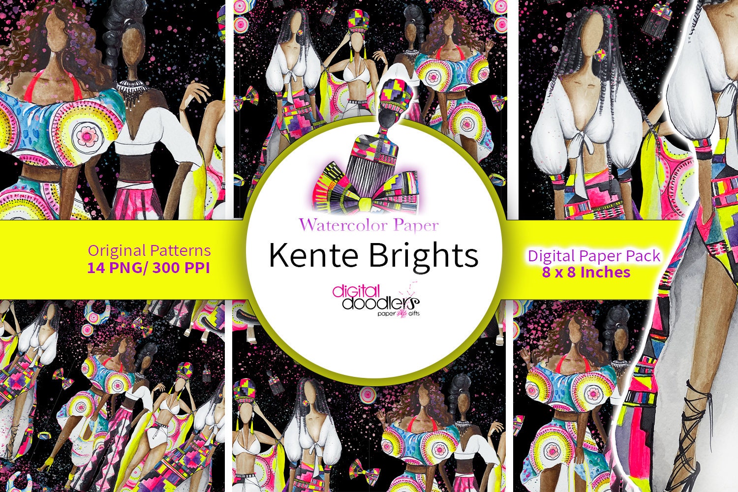 Kente Patterns Digital Paper Hand Painted Watercolor - Etsy