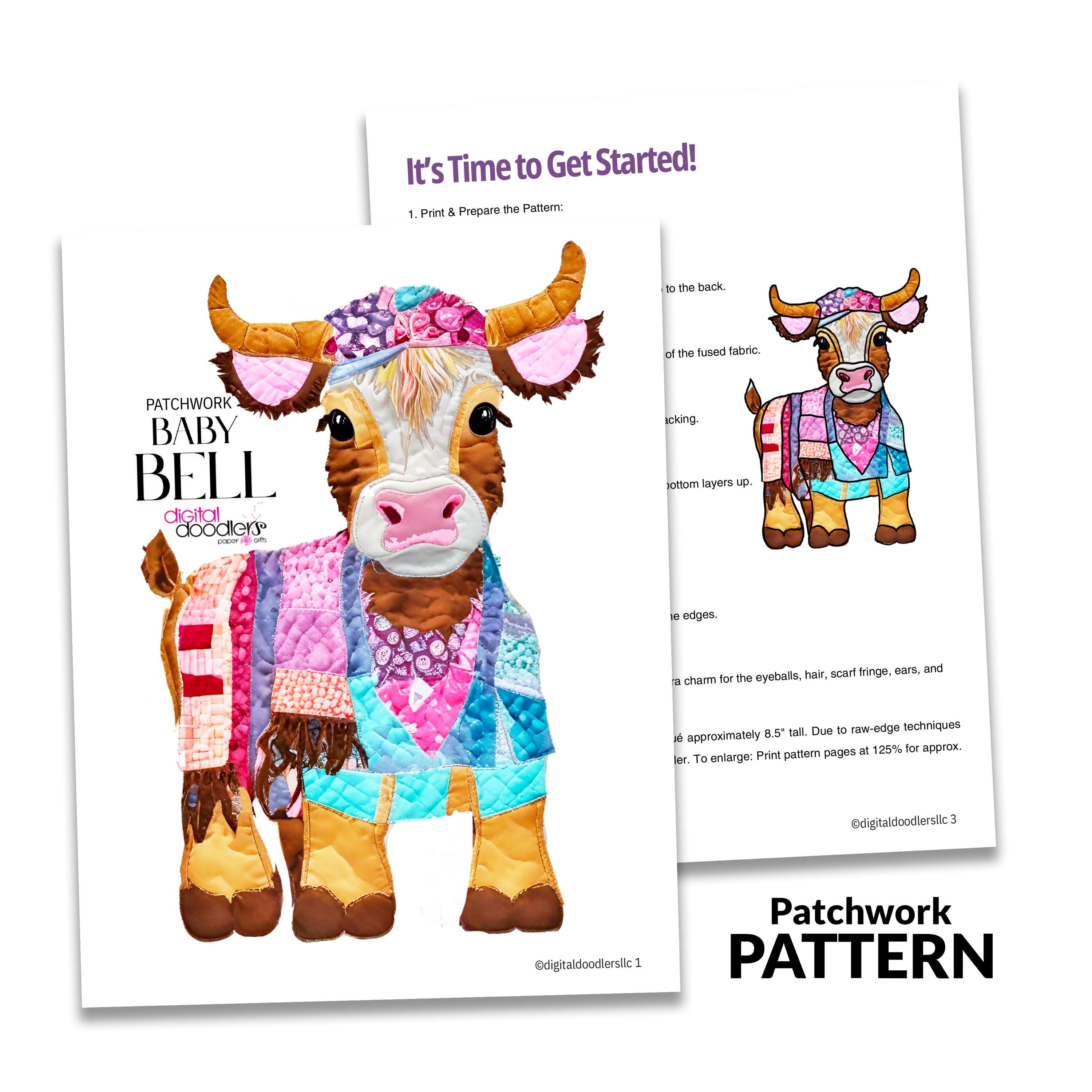 Baby Highlander Cow Patchwork Quilt Pattern, DIY Calf Applique, Farm ...