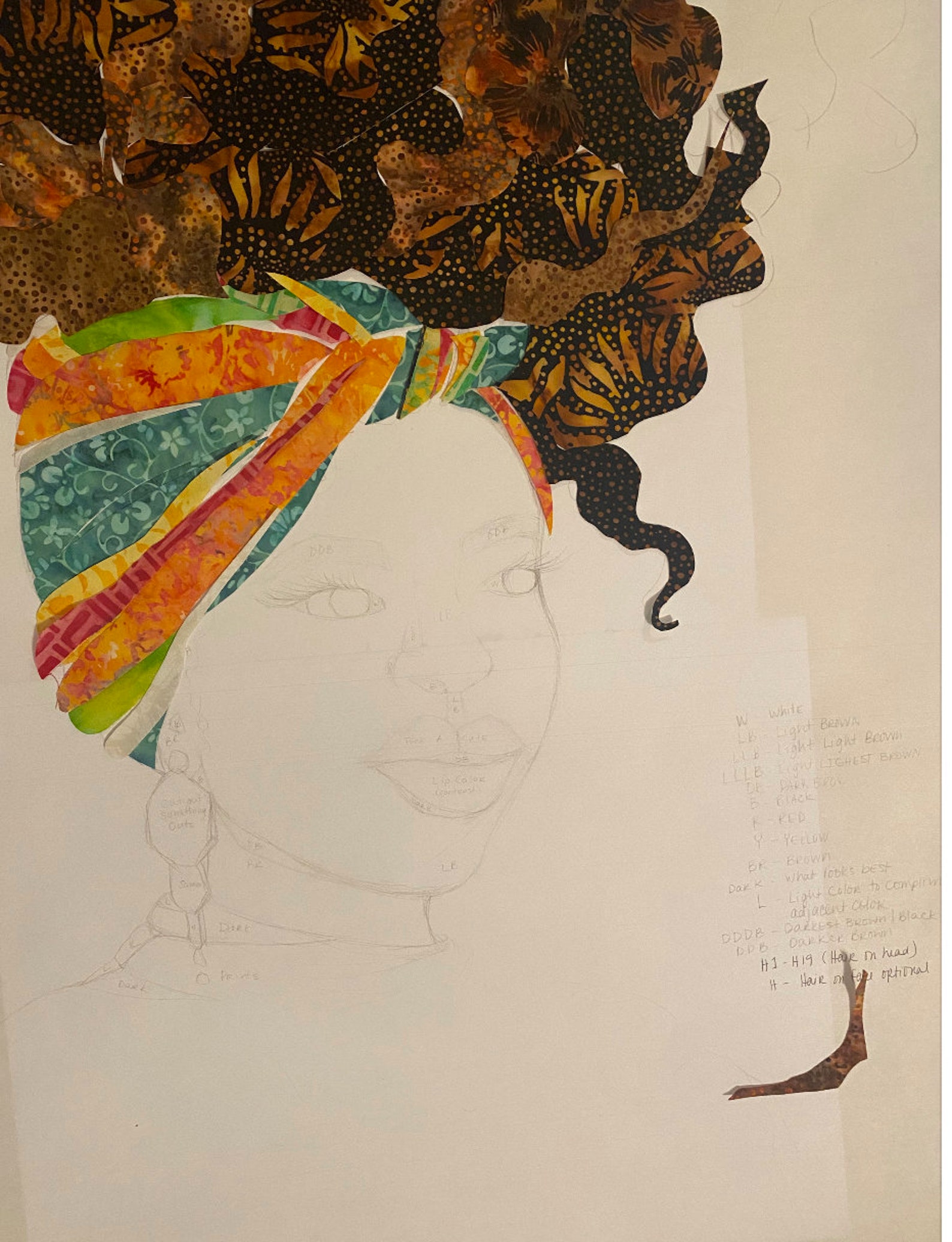 African Inspired Appliqué Pattern, Fun Diverse Fabric Collage Art ...