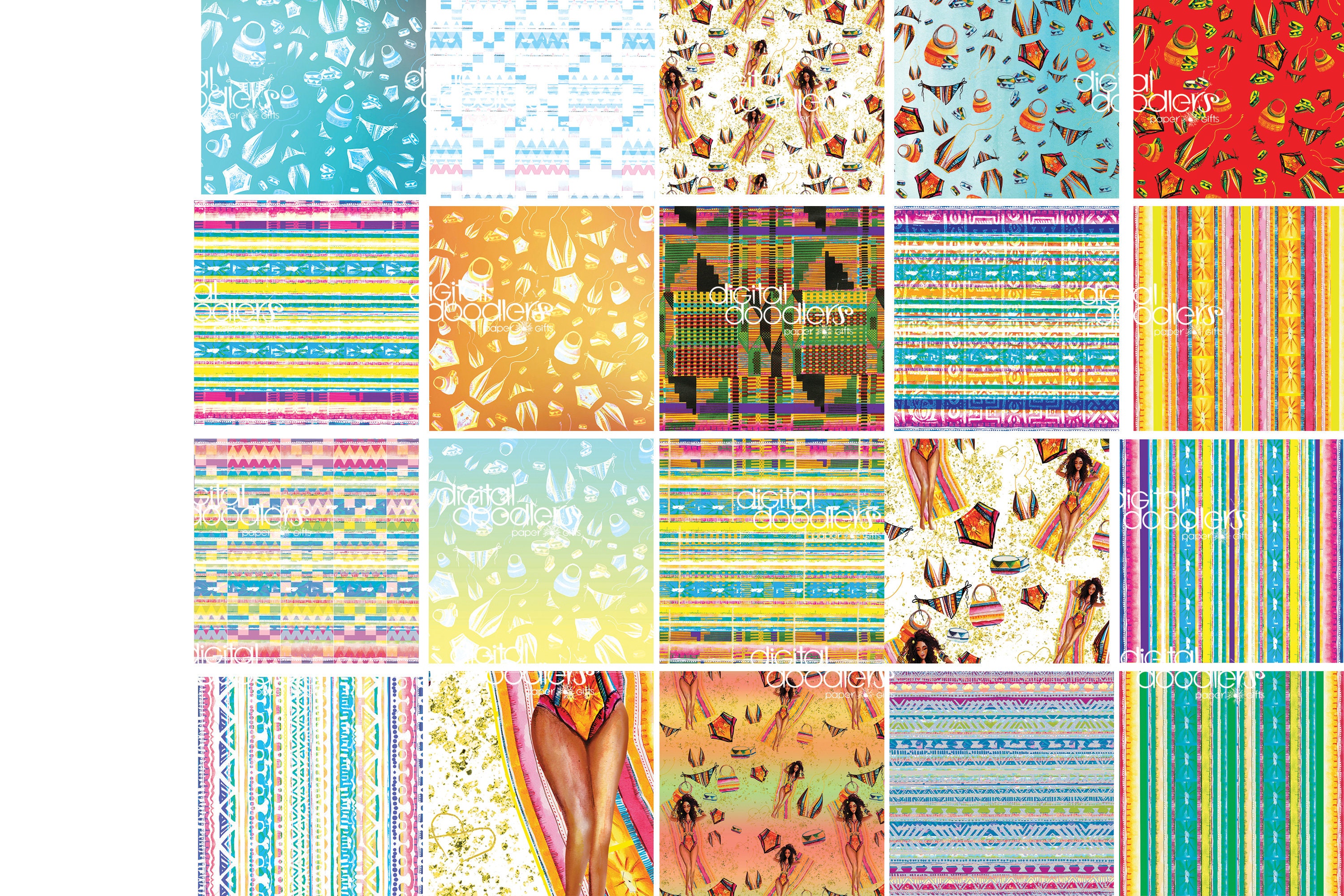 Kente Patterns Digital Paper Hand Painted Watercolor | Etsy