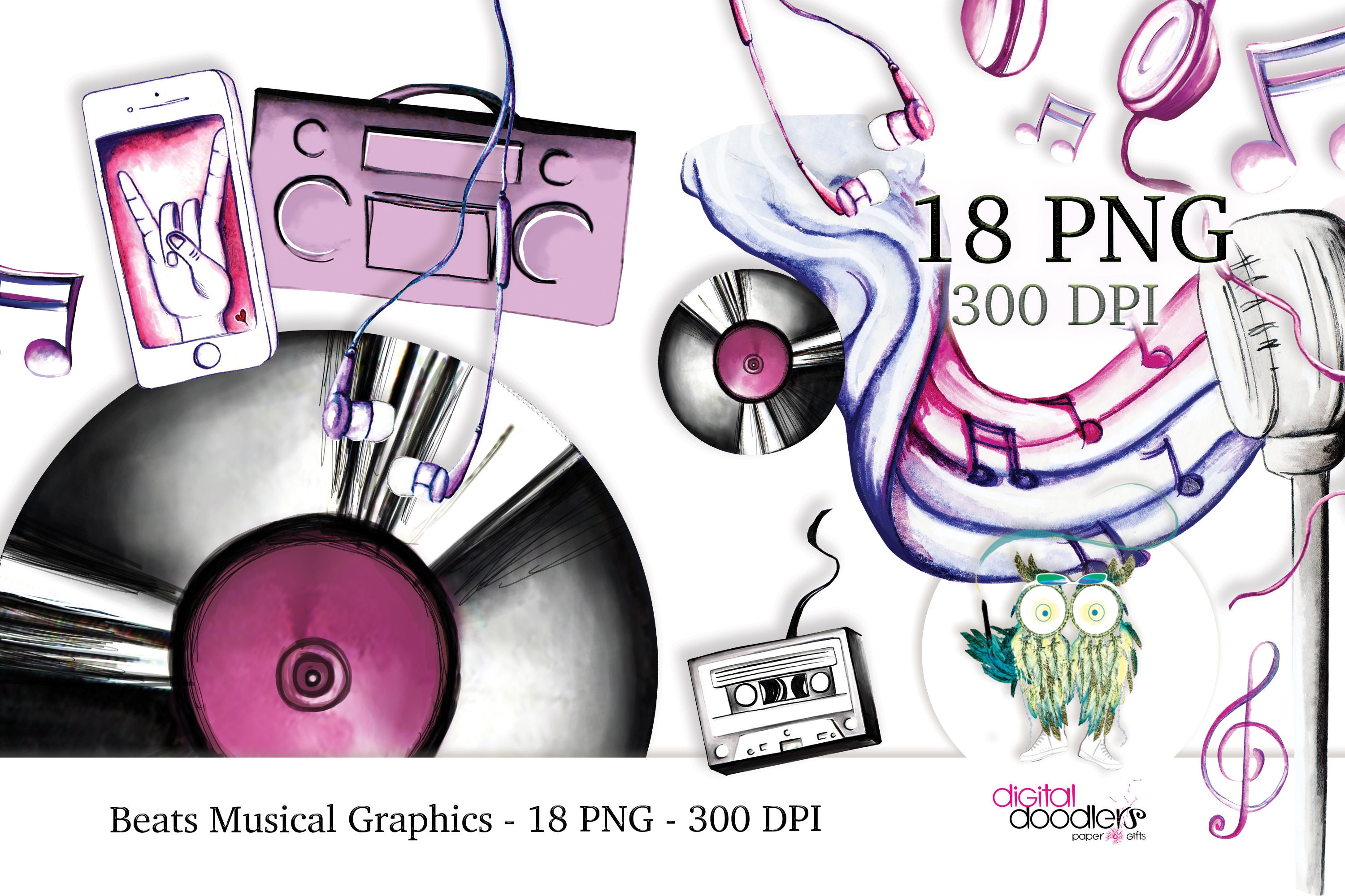 Beats Music Notes Clipart Hand Painted Watercolor Gen Z - Etsy Canada