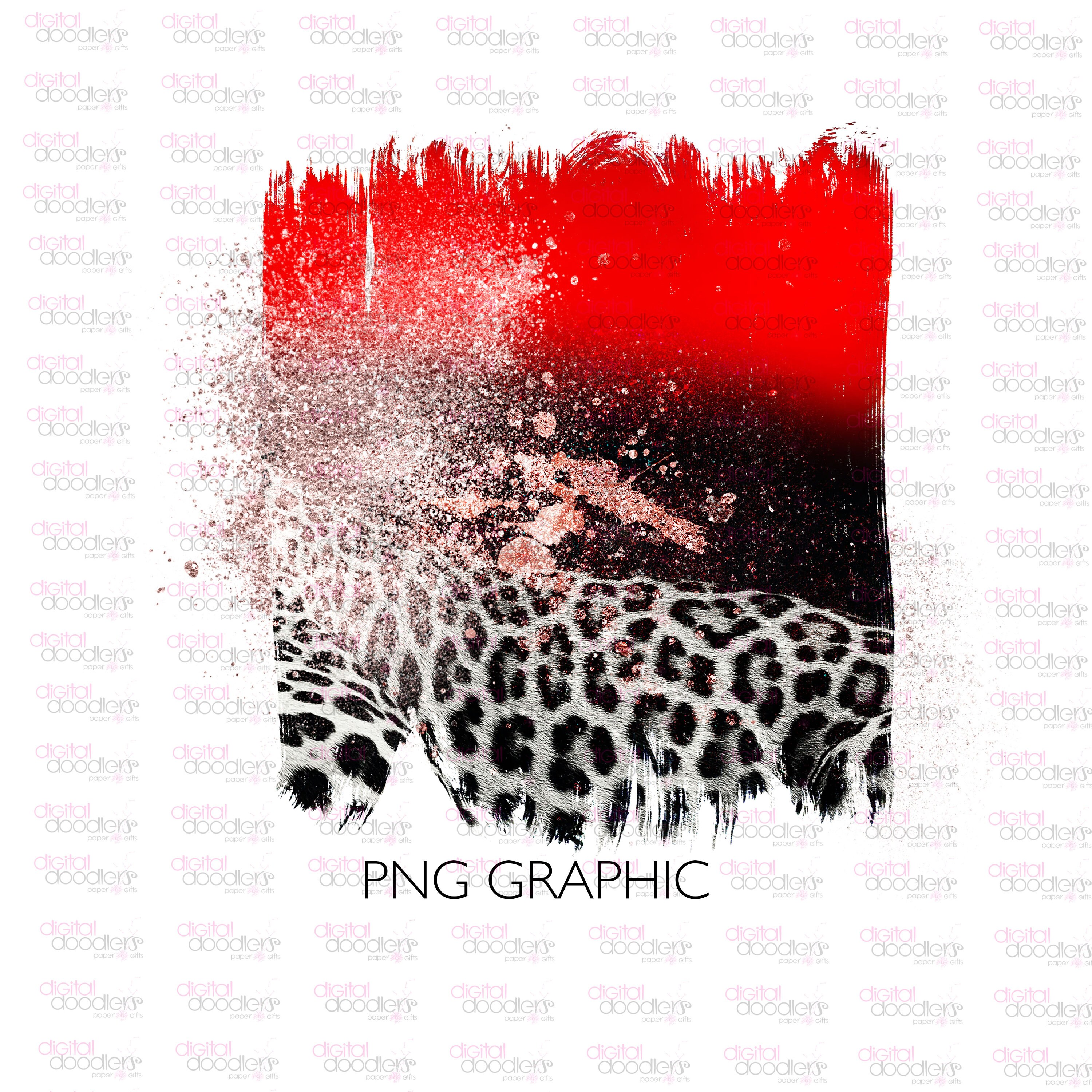 Red Glitter Leopard Splash Brush Stroke Sublimation Clip Art | Etsy