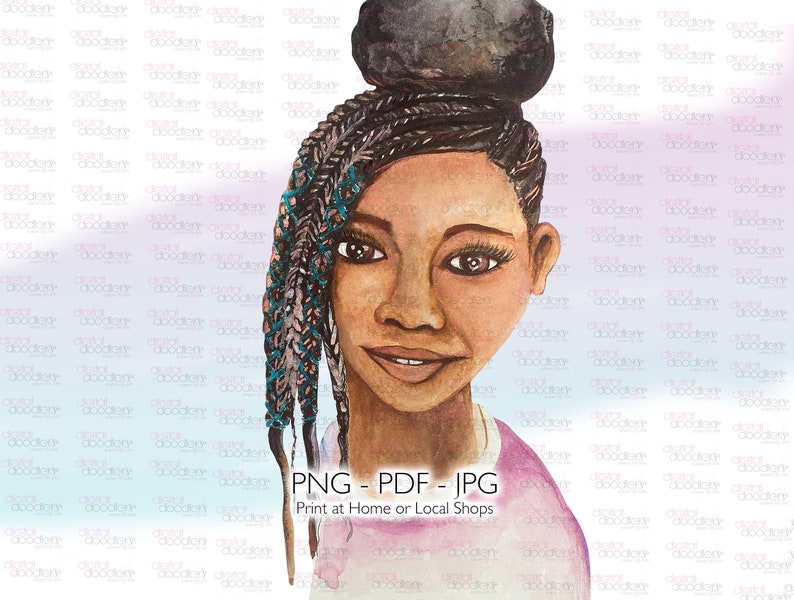 Watercolor Clipart Black Girl PNG Melanin Sublimation - Etsy UK