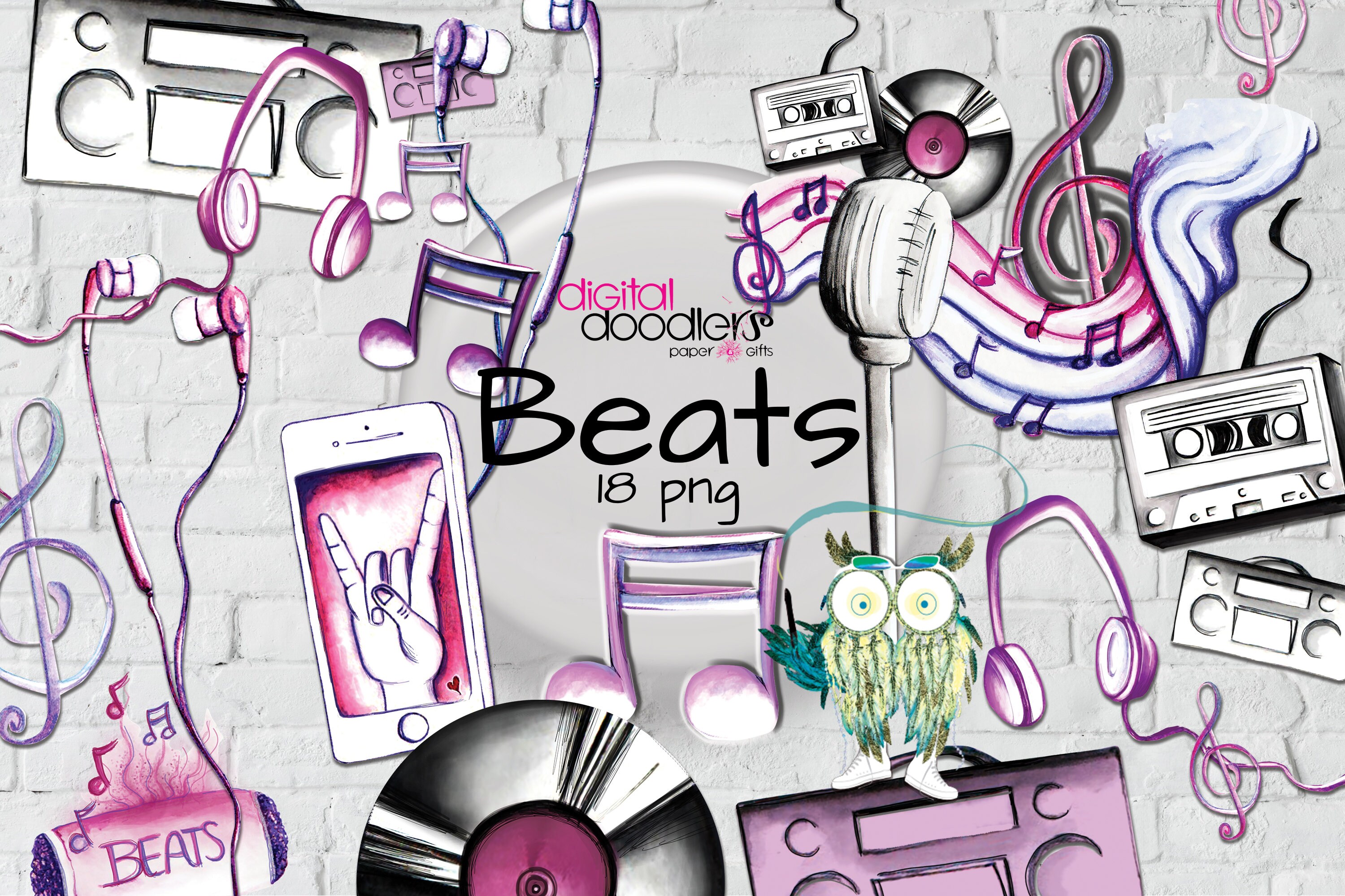 Beats Music Notes Clipart Hand Painted Watercolor Gen Z - Etsy Canada