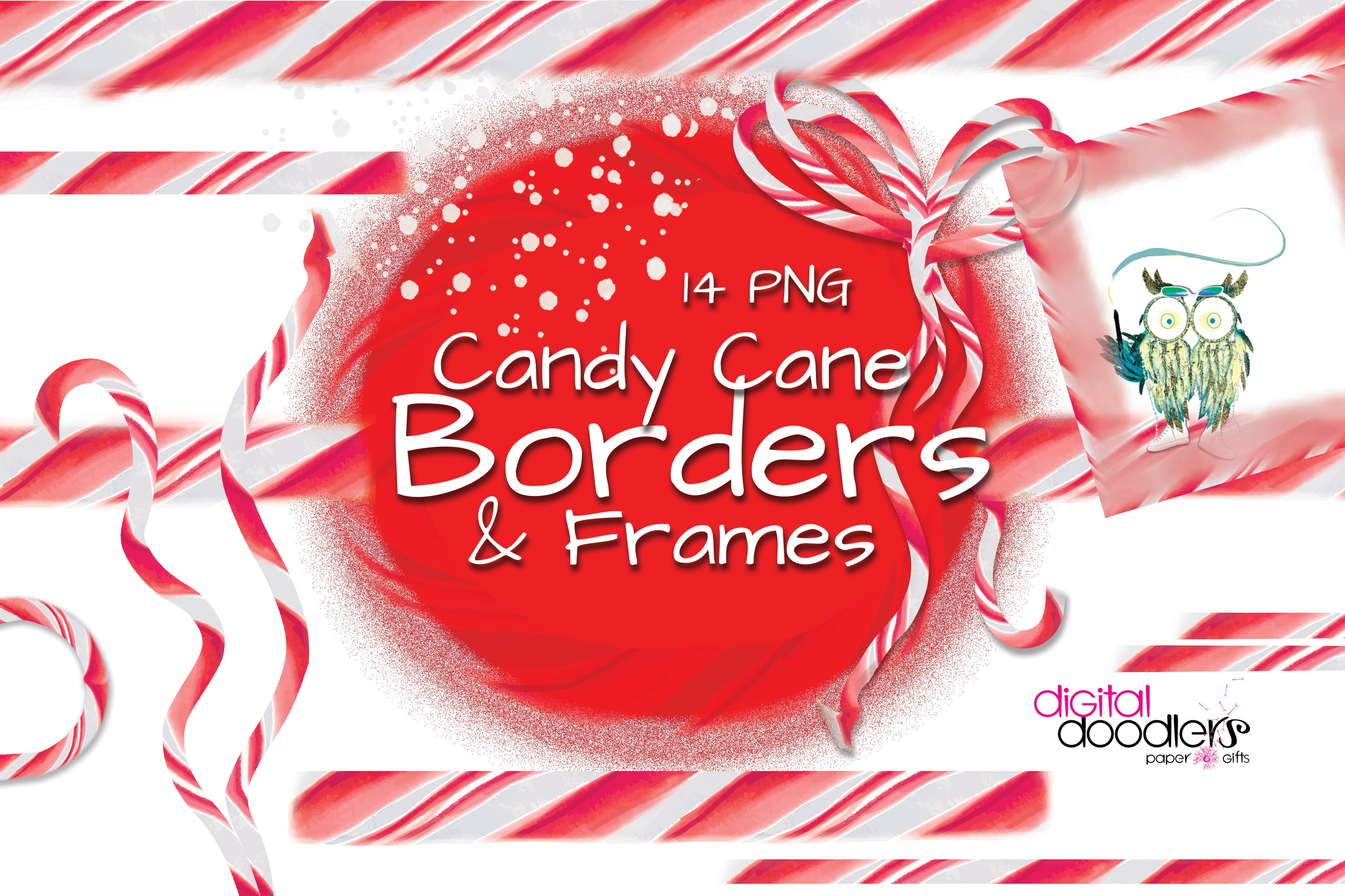Candy Cane Borders, PNG, Candy Canes, Swirls, Embellishments for ...