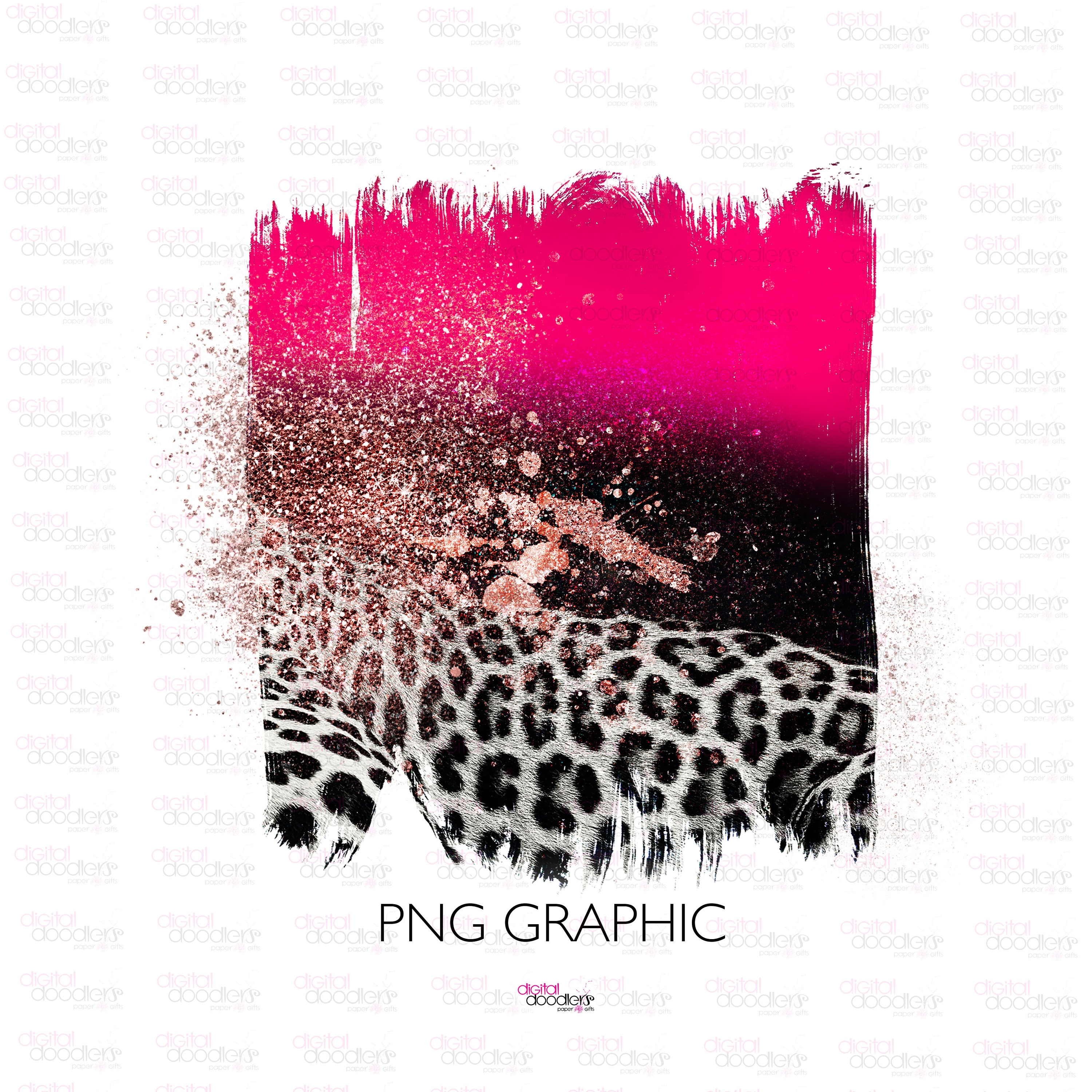 Pink Leopard Glitter Brushstroke Sublimation Clip Art PNG - Etsy