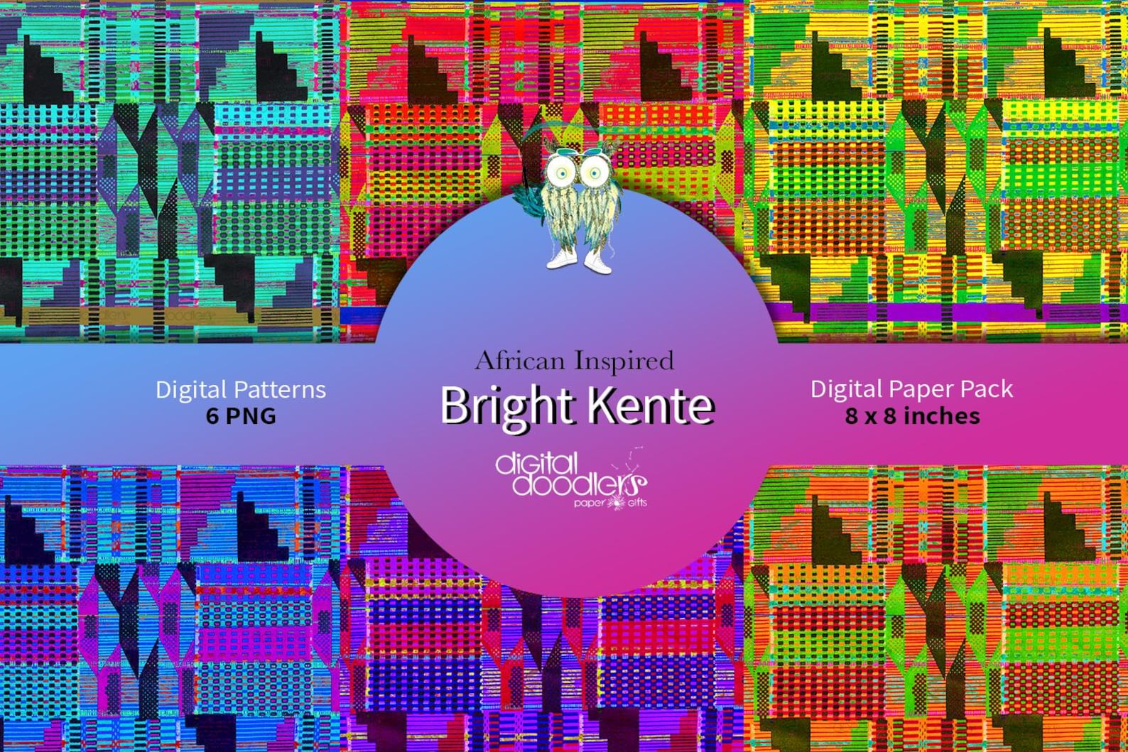 Bright Kente Cloth Digital Paper, BONUS Digital Kente Chip Bag Files ...