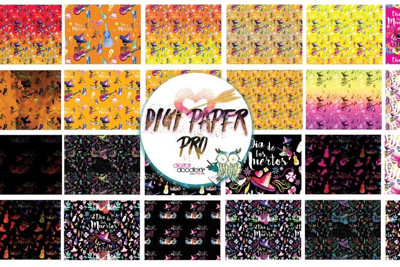 Dia De Los Muertos Digital Paper Day of the Dead Halloween - Etsy