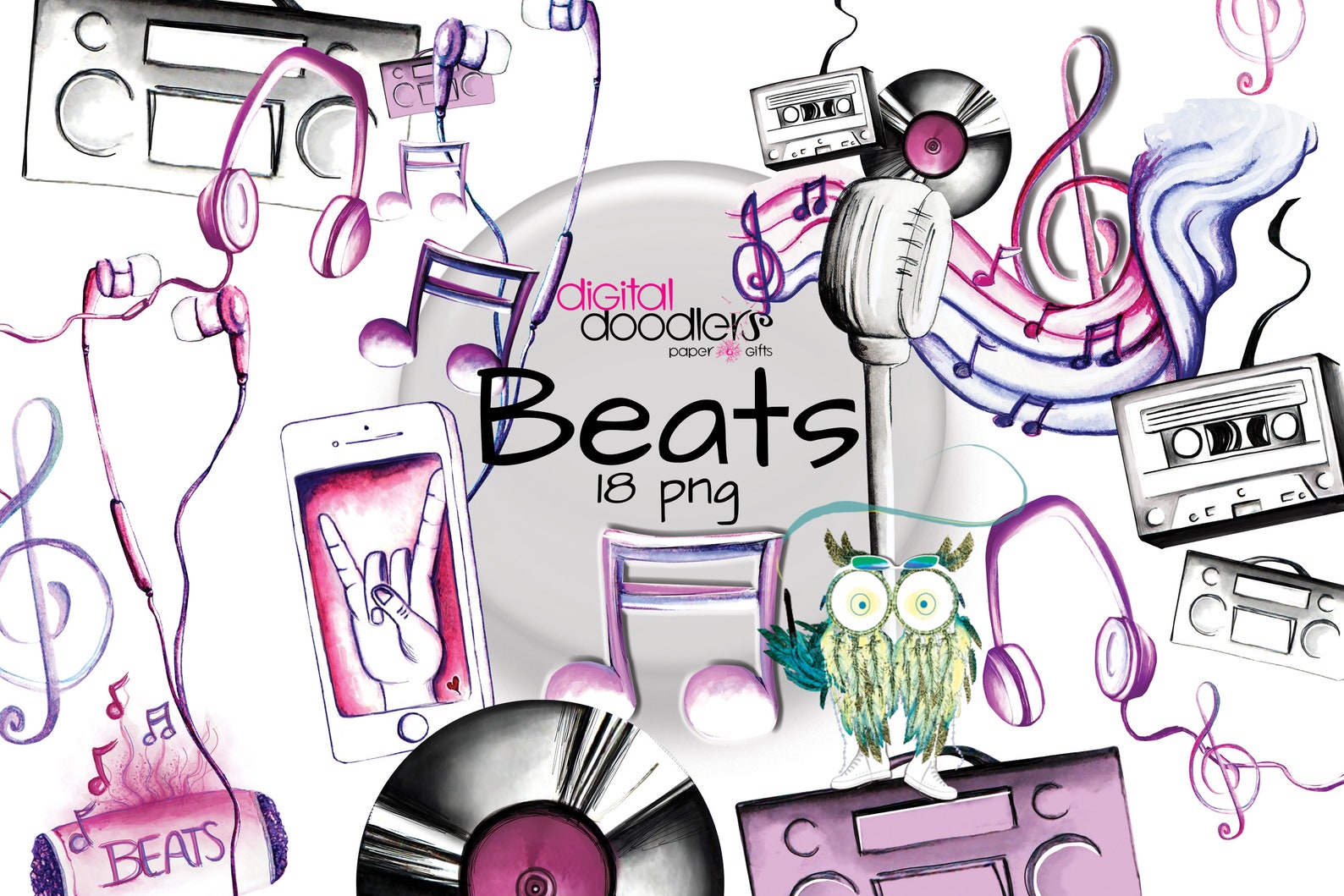 Beats Music Notes Clipart Hand Painted Watercolor Gen Z - Etsy Canada