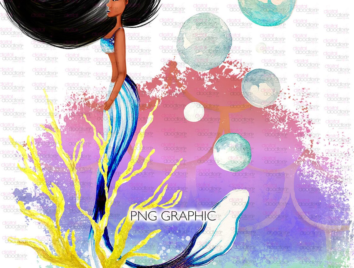 Black Mermaid Ocean Sublimation Digital Transfer Background - Etsy