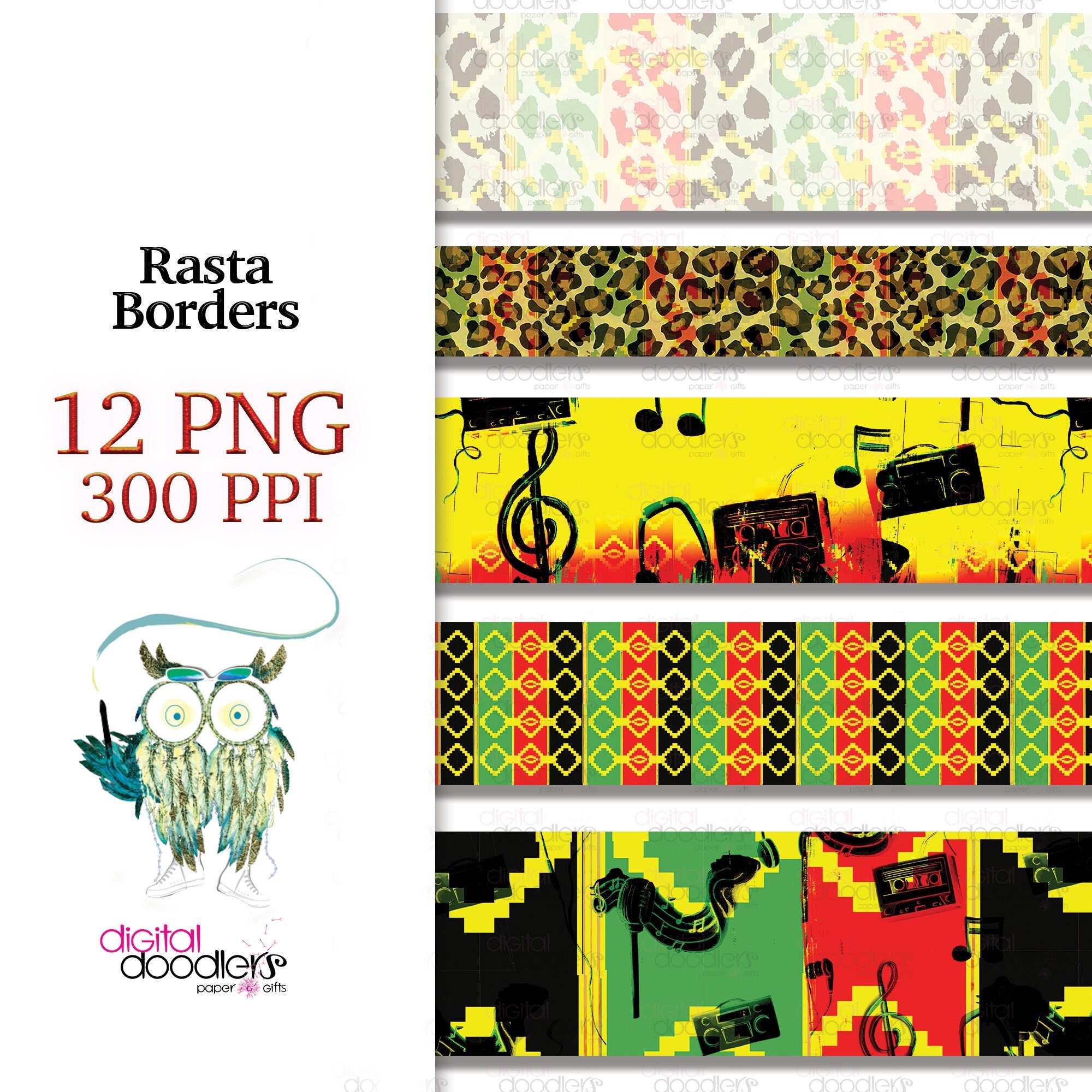 Juneteenth Digital Paper, Digital Borders, Rasta Washi Tape, Kente ...