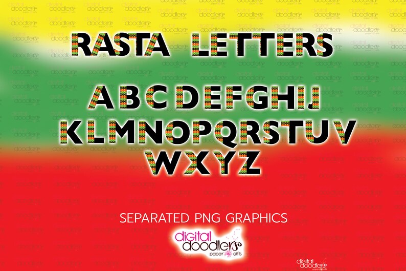 Rasta Letter Clipart: Kente Inspired Reggae Colors (PNG) - Etsy