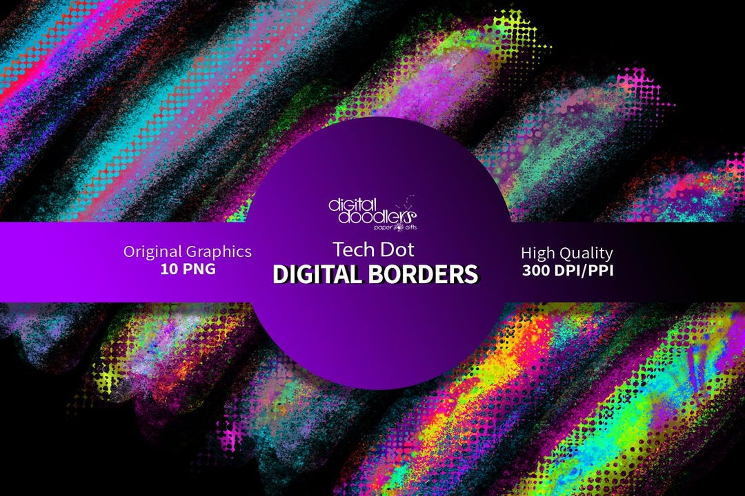 Tech Dot Digital Borders With Transparent Backgrounds, 10 PNG Abstract ...