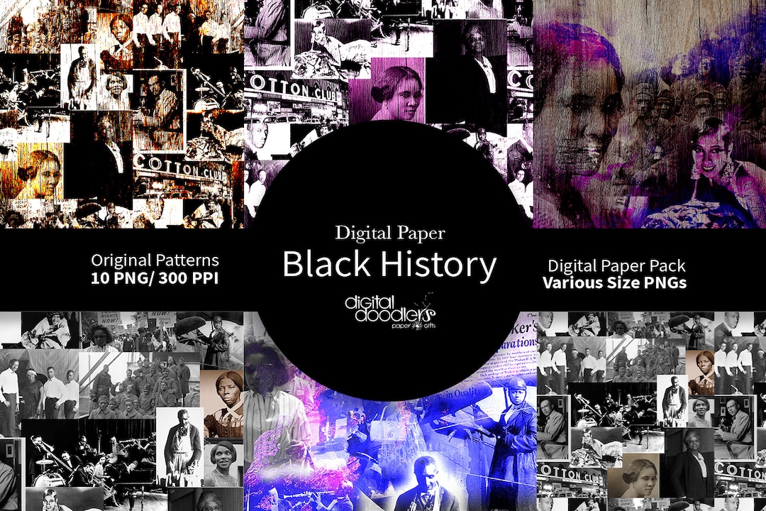 Black History Digital Paper Infused With Digital Elements and Wood ...