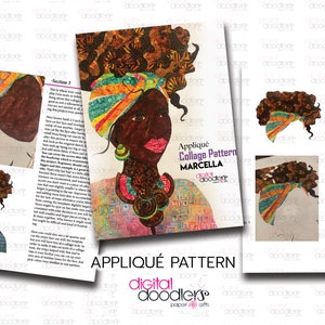African Inspired Appliqué Pattern, Fun Diverse Fabric Collage Art ...