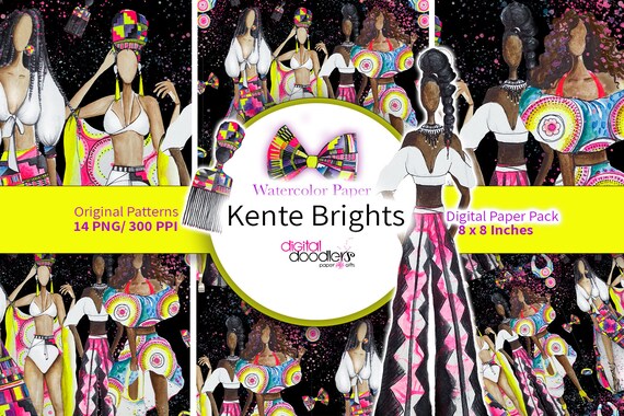 Kente Patterns Digital Paper Hand Painted Watercolor | Etsy