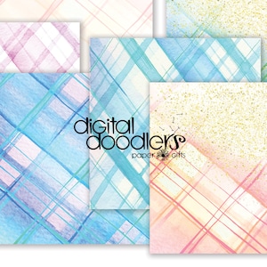 Plaid Hand Painted Watercolor Digital Paper Sampler, Patterns, Preppy ...