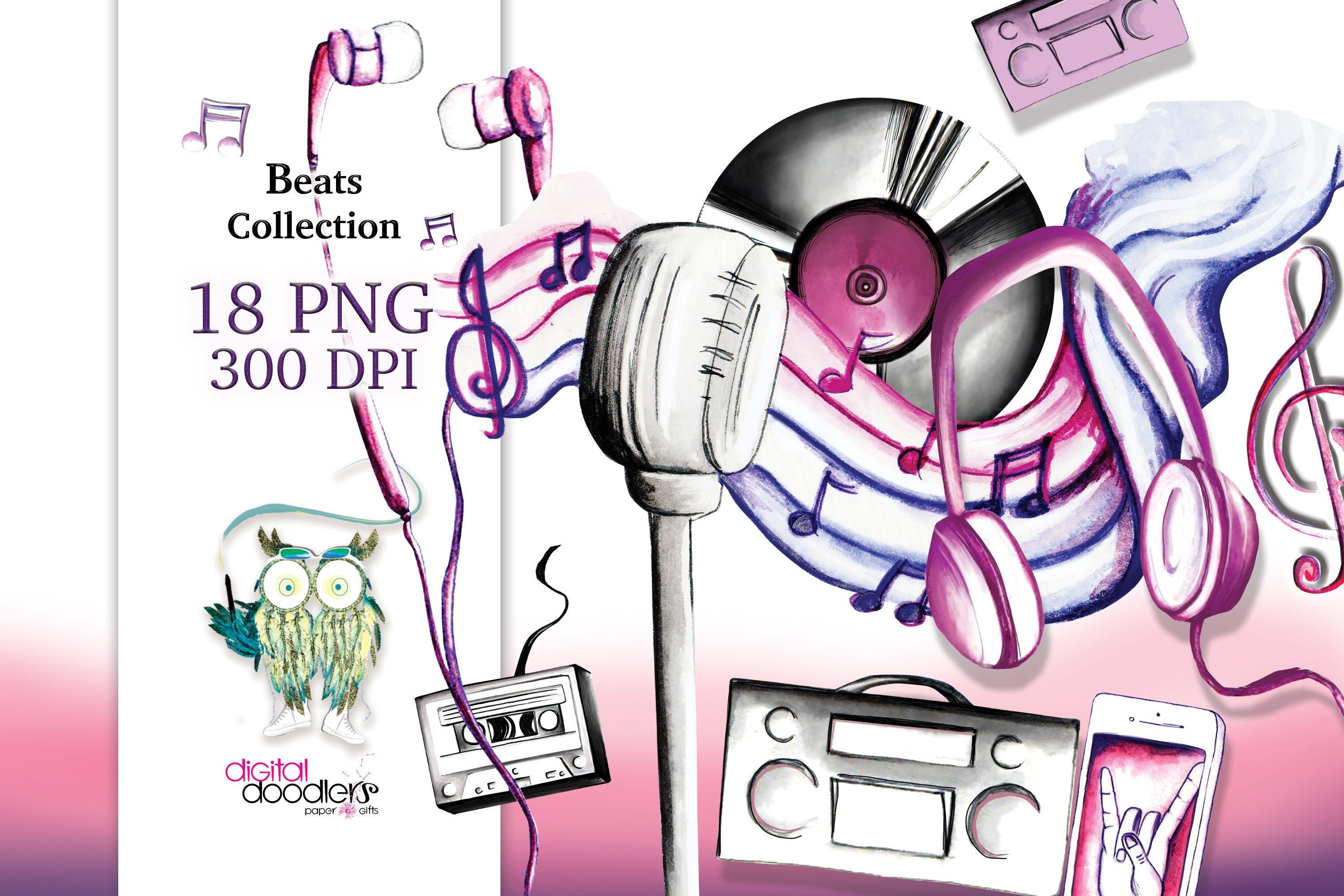 Beats Music Notes Clipart Hand Painted Watercolor Gen Z - Etsy Canada