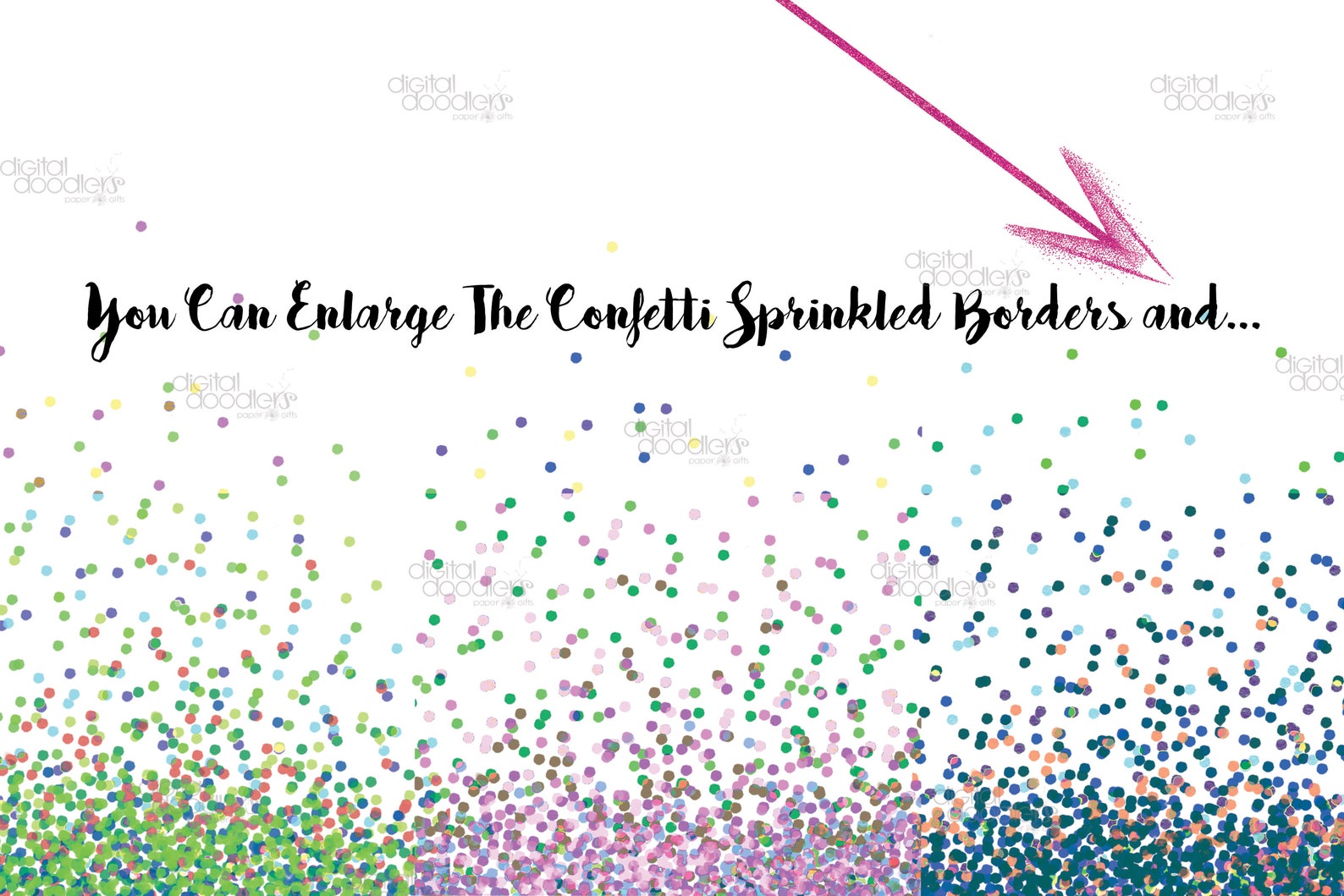 Multi Sprinkled Confetti Borders, Multi-colored Party Borders, Overlay ...