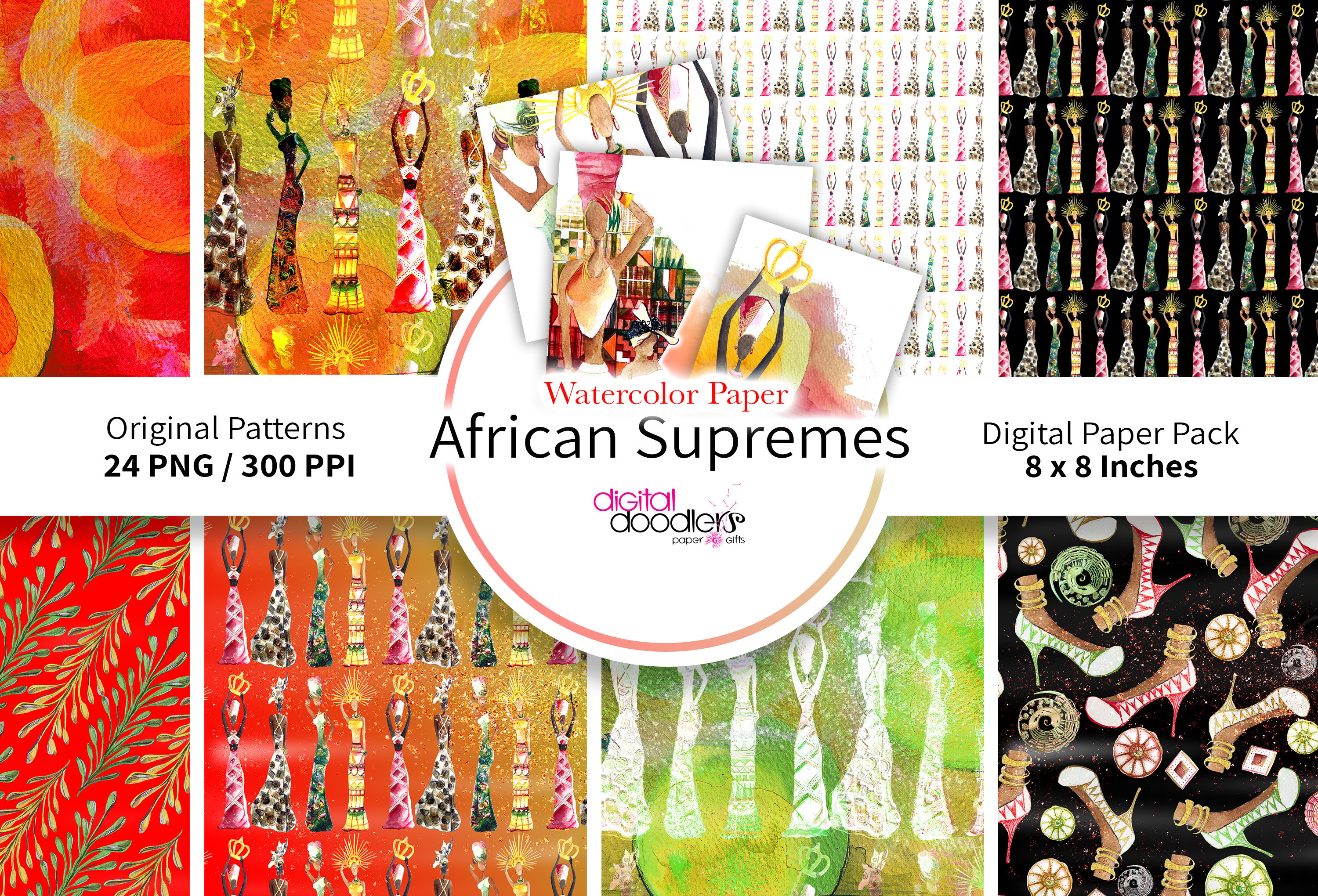 African Figurine Inspired Digital Paper, Melanin Pattern, African ...