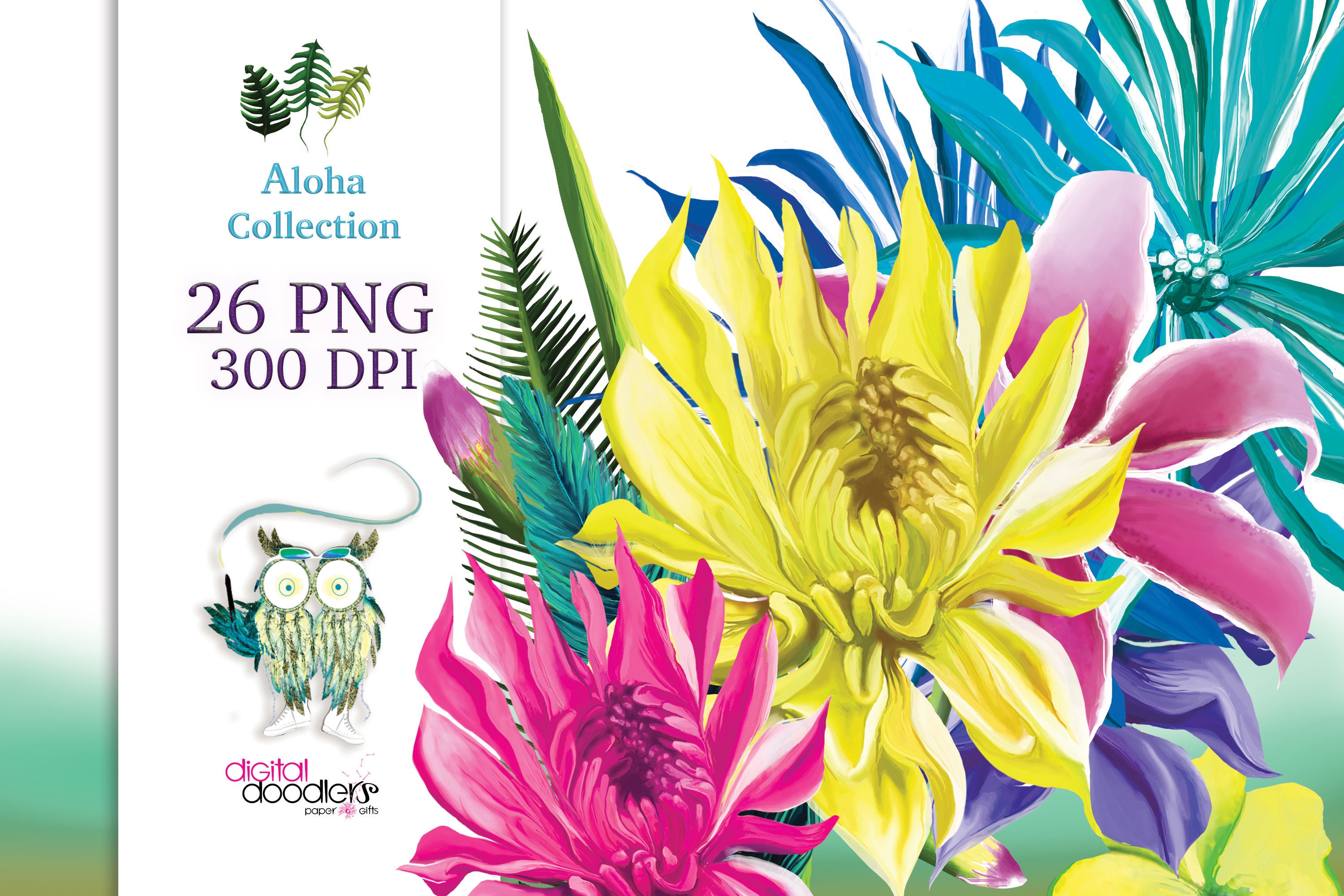 Aloha Watercolor Digital Painted Clipart Graphics Tropics | Etsy