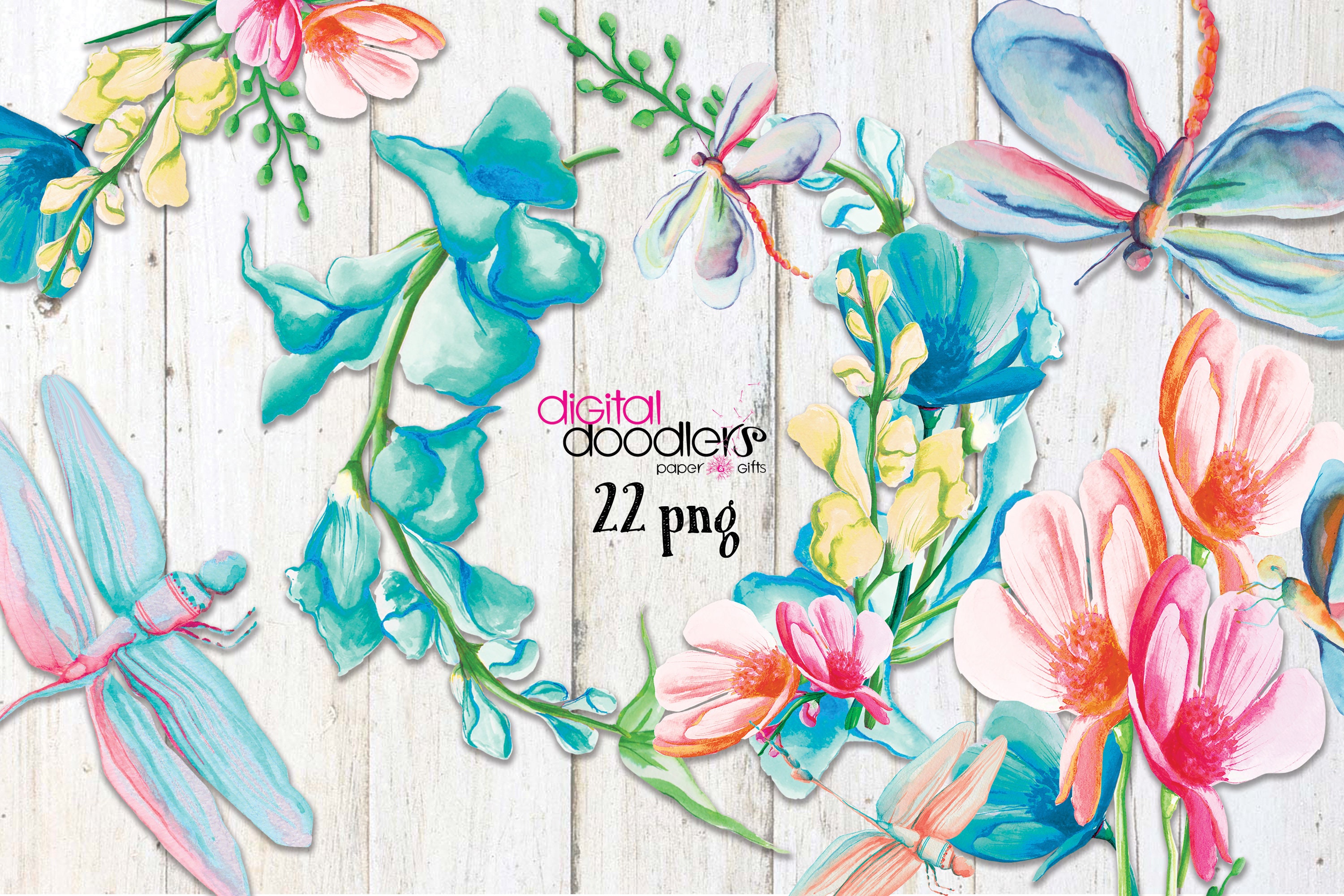 Watercolor Hand Painted on Paper Clipart Graphics PNG | Etsy