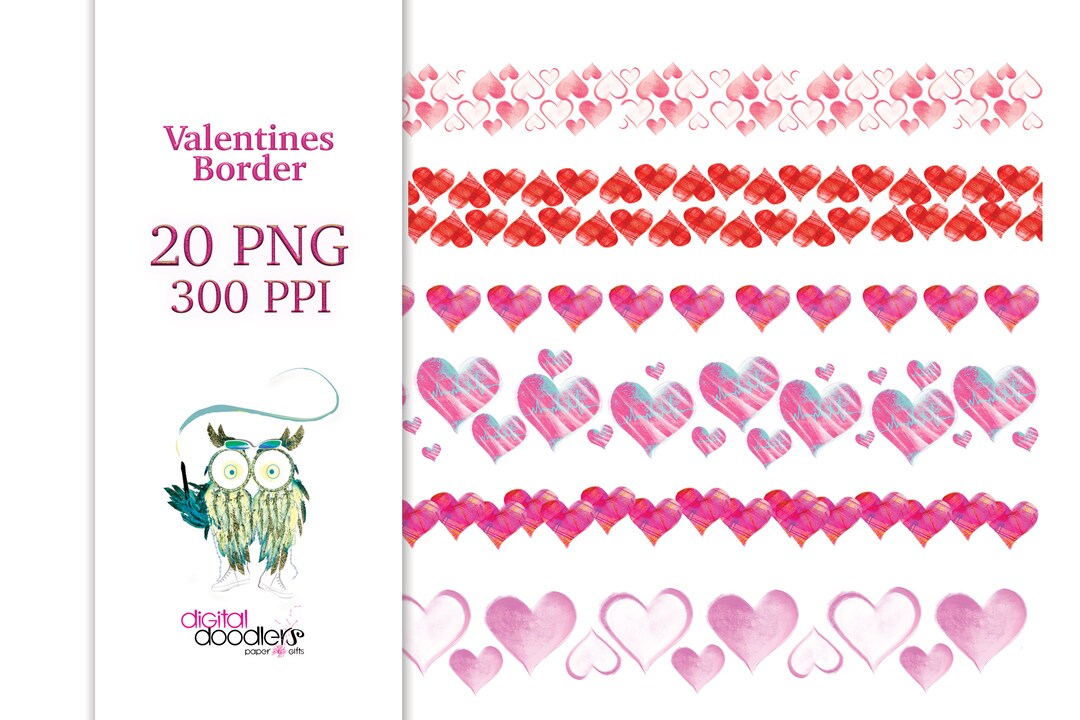 Watercolor Heart Borders, PNG, Graphics, Clipart Border Love ...