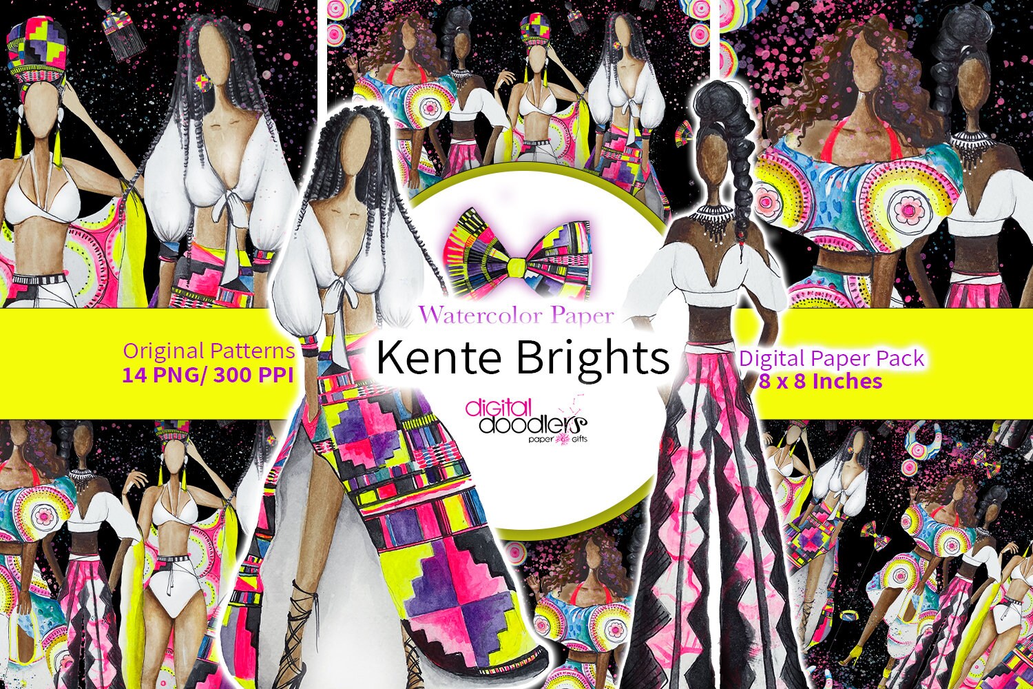 Kente Patterns Digital Paper Hand Painted Watercolor - Etsy