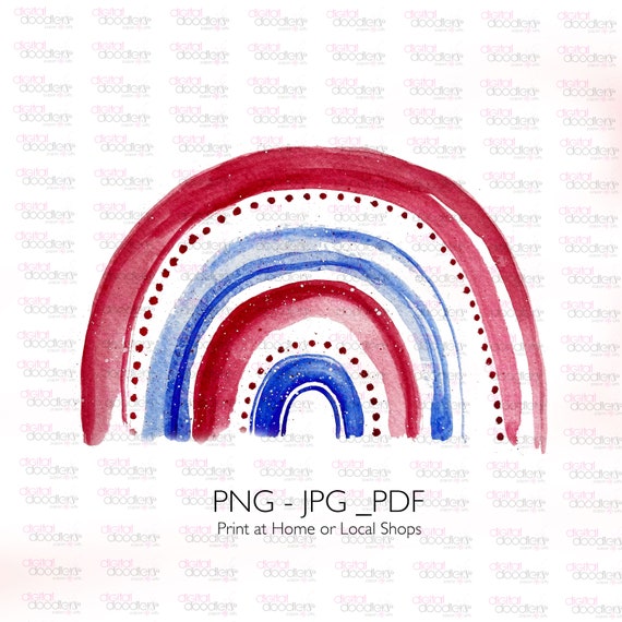 Red White & Blue Rainbow Clipart Sublimation Graphics With | Etsy