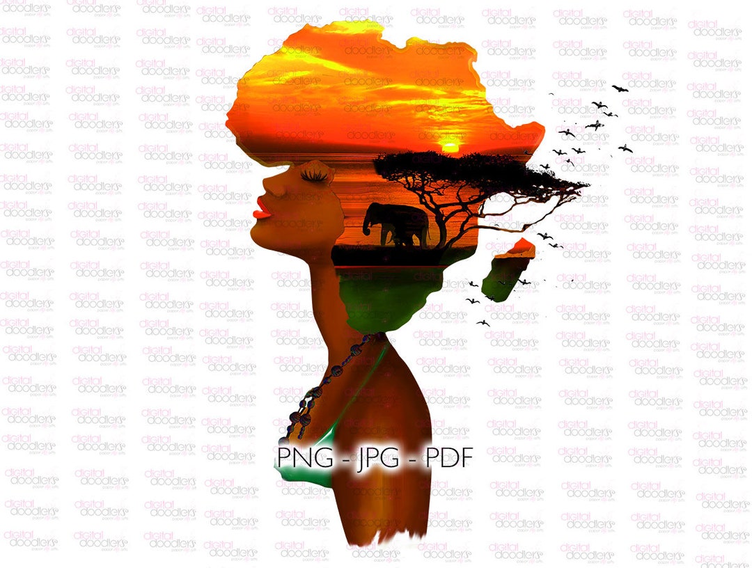 African Clipart, Sublimation Designs, Watercolor Fashion Girl Clipart ...