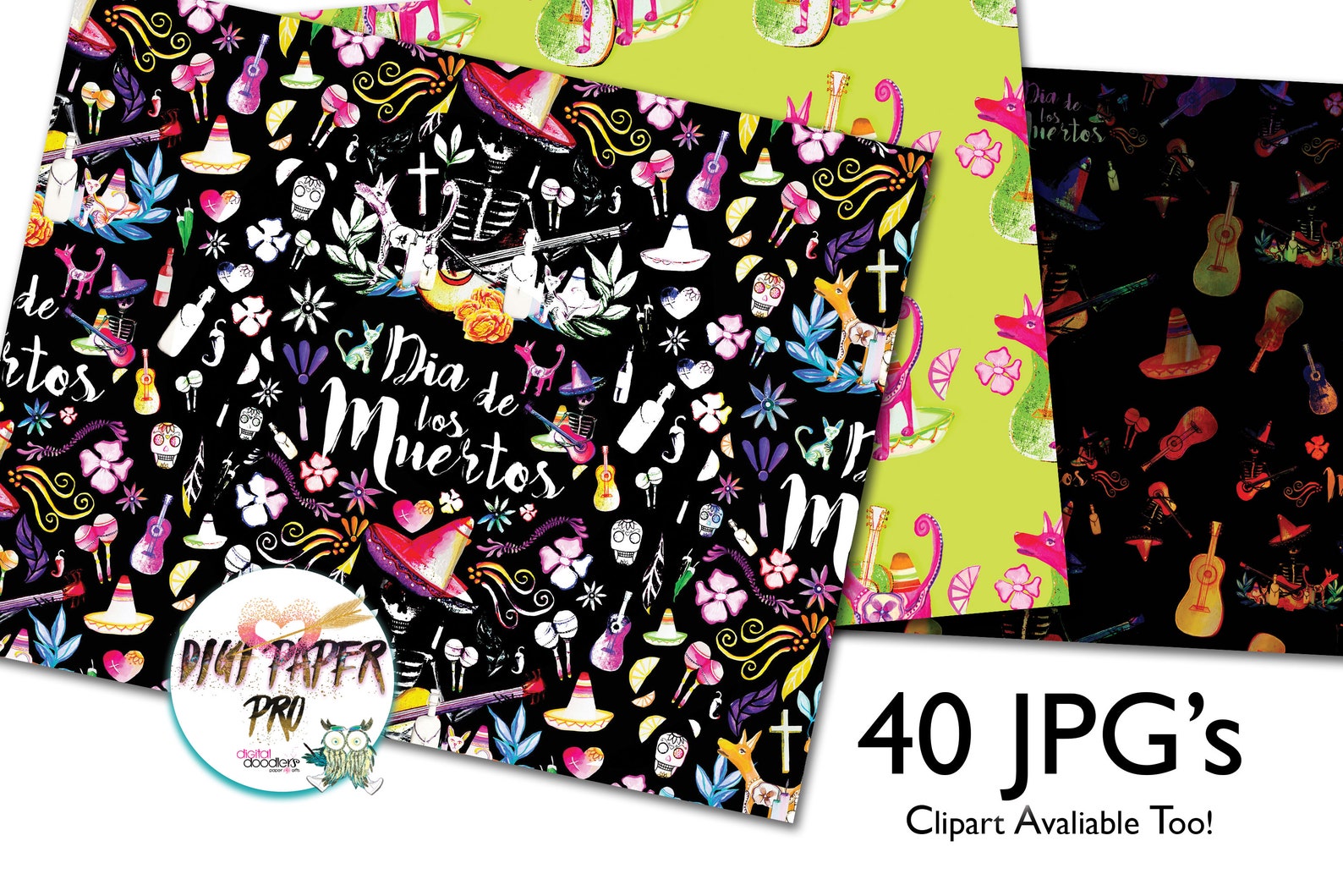 Dia De Los Muertos Digital Paper Day of the Dead Halloween - Etsy