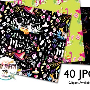 Dia De Los Muertos Digital Paper, Day of the Dead, Halloween Paper, Day ...