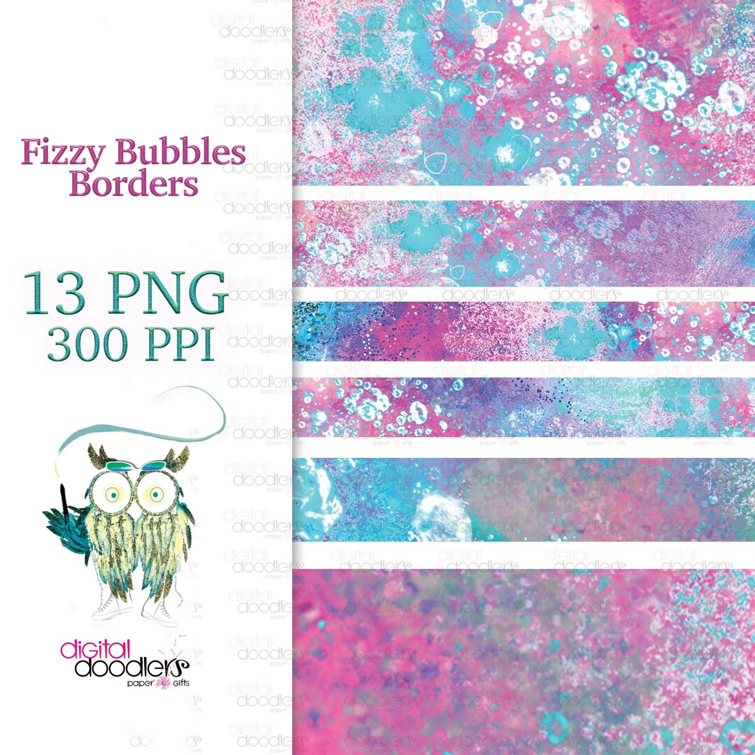 Sea Fizzy Bubbles Watercolor Borders: Digital Washi Tape (PNG) - Etsy