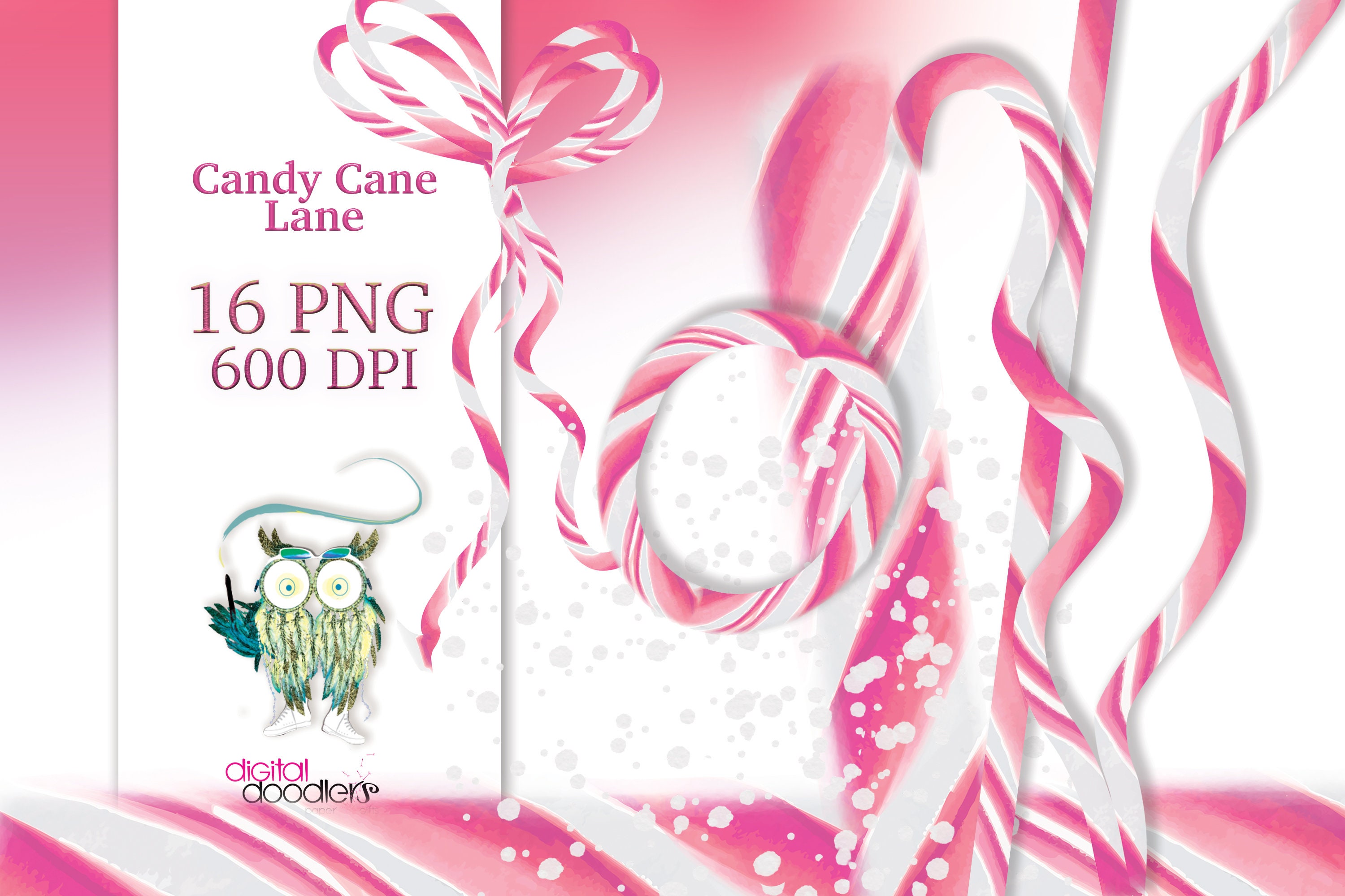 Pink Candy Cane Border Clipart Watercolor Candy Cane Borders | Etsy