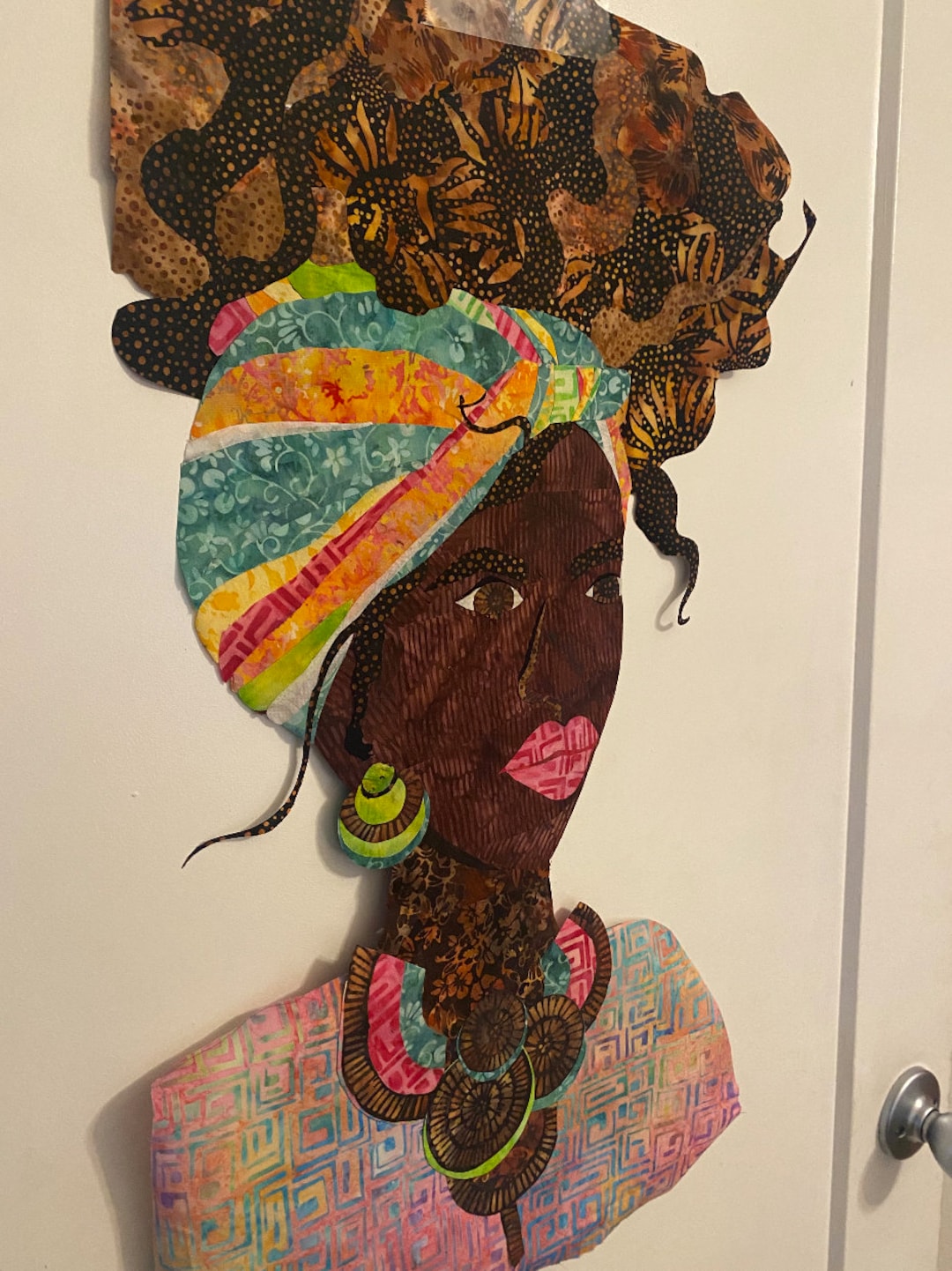 African Raw Edge Appliqué Collage Pattern, Fun DIY Fabric Collage Art ...