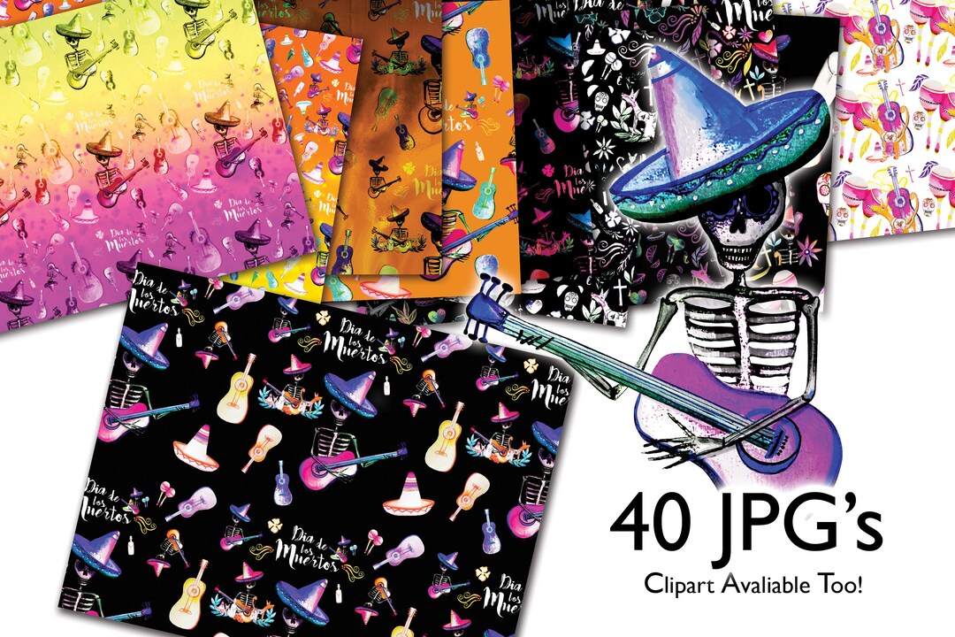 Dia De Los Muertos Digital Paper, Day of the Dead, Halloween Paper, Day ...