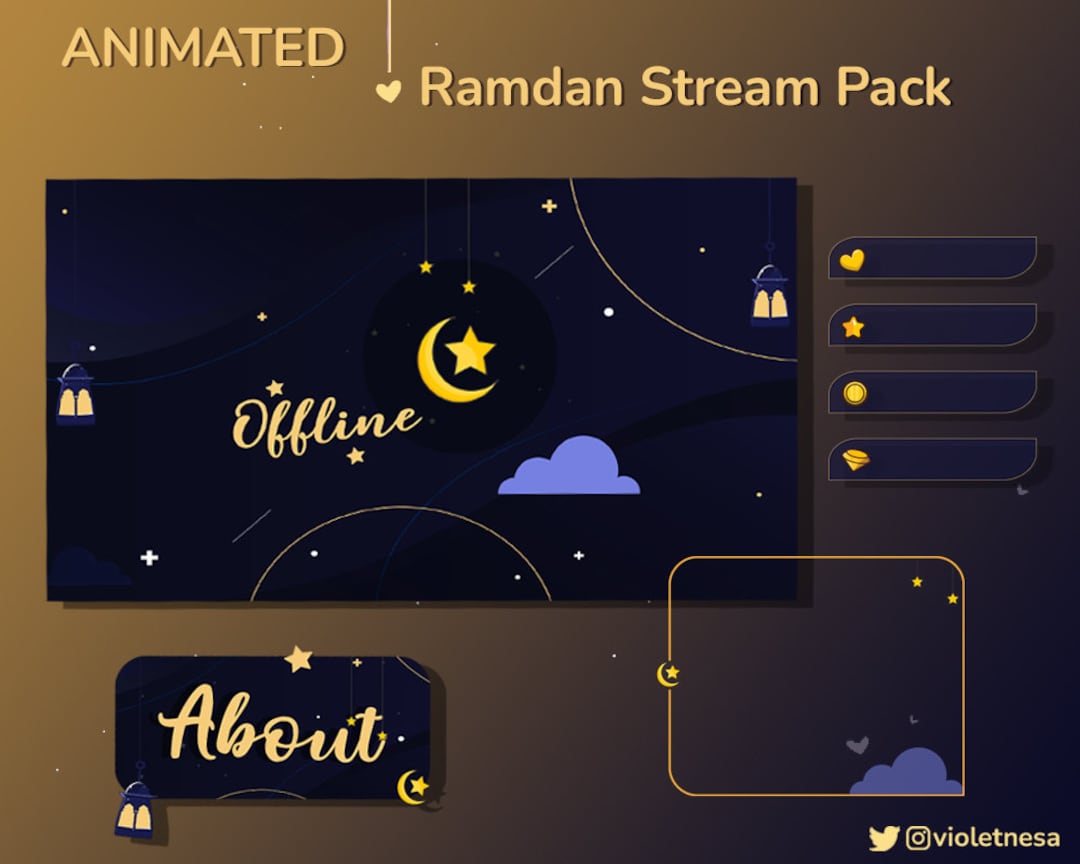 RAMADAN Animated Twitch Pack | Night Sky Moon Cozy Streamer Package ...