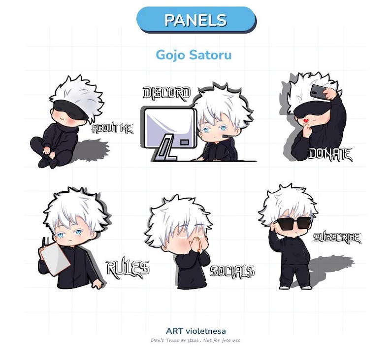 Gojo Satoru Panels Pack Jujutsu Kaisen Twitch Discord | Twitch Graphic ...
