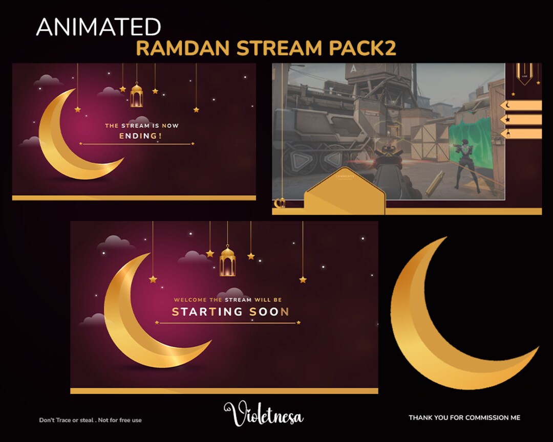 RAMADAN Animated Twitch Pack 2 | Moon Cozy Streamer Package | Overlays ...