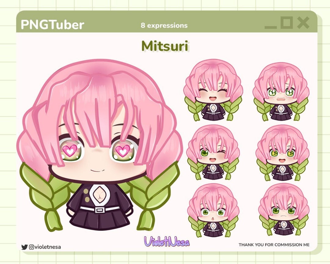 Mitsuri Demon Slayer Chibi Pngtuber Model | Veadotube Ready - Etsy
